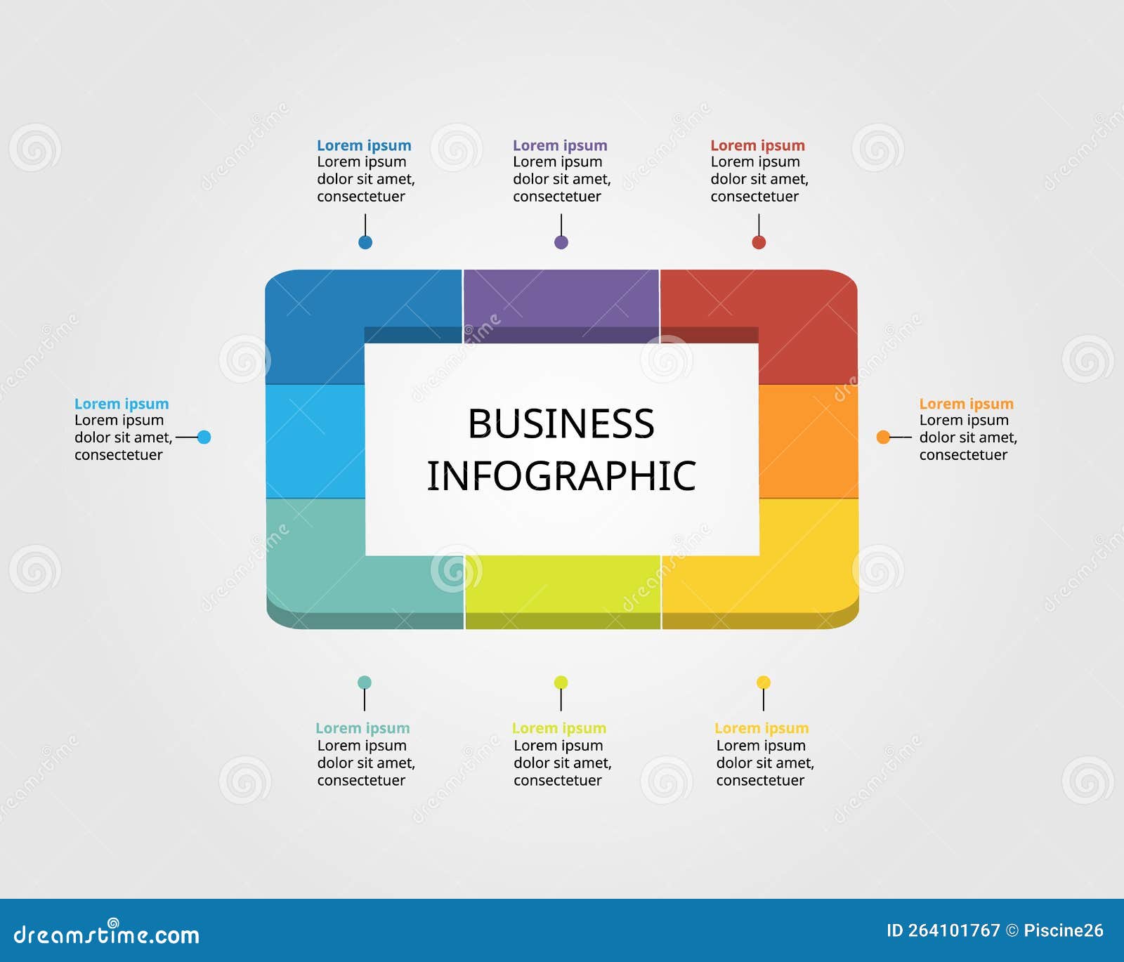 Square Chart Template for Infographic for Presentation for 8 Element ...