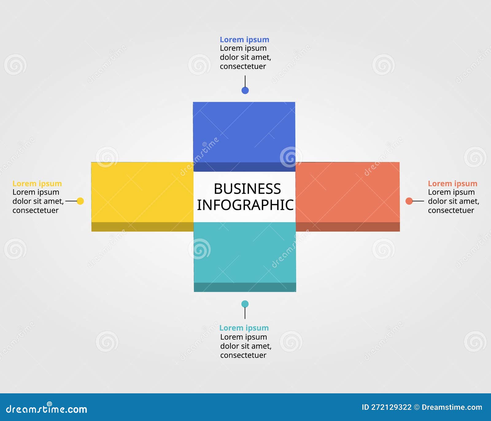 Square Chart Template for Infographic for Presentation for 4 Element ...