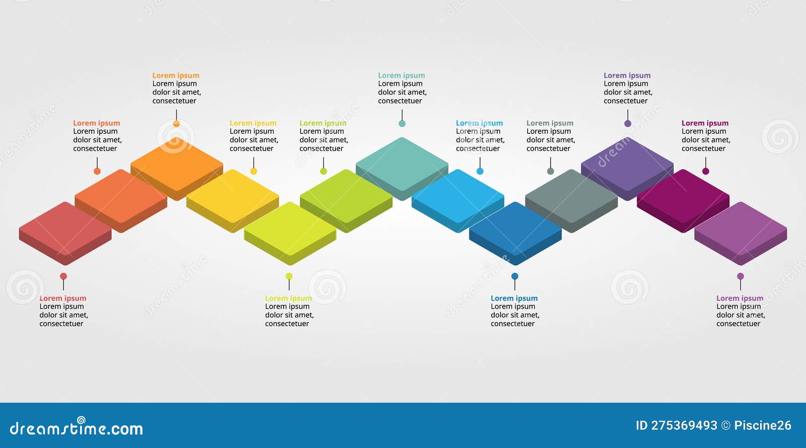 Square Chart Template for Infographic for Presentation for 13 Element ...