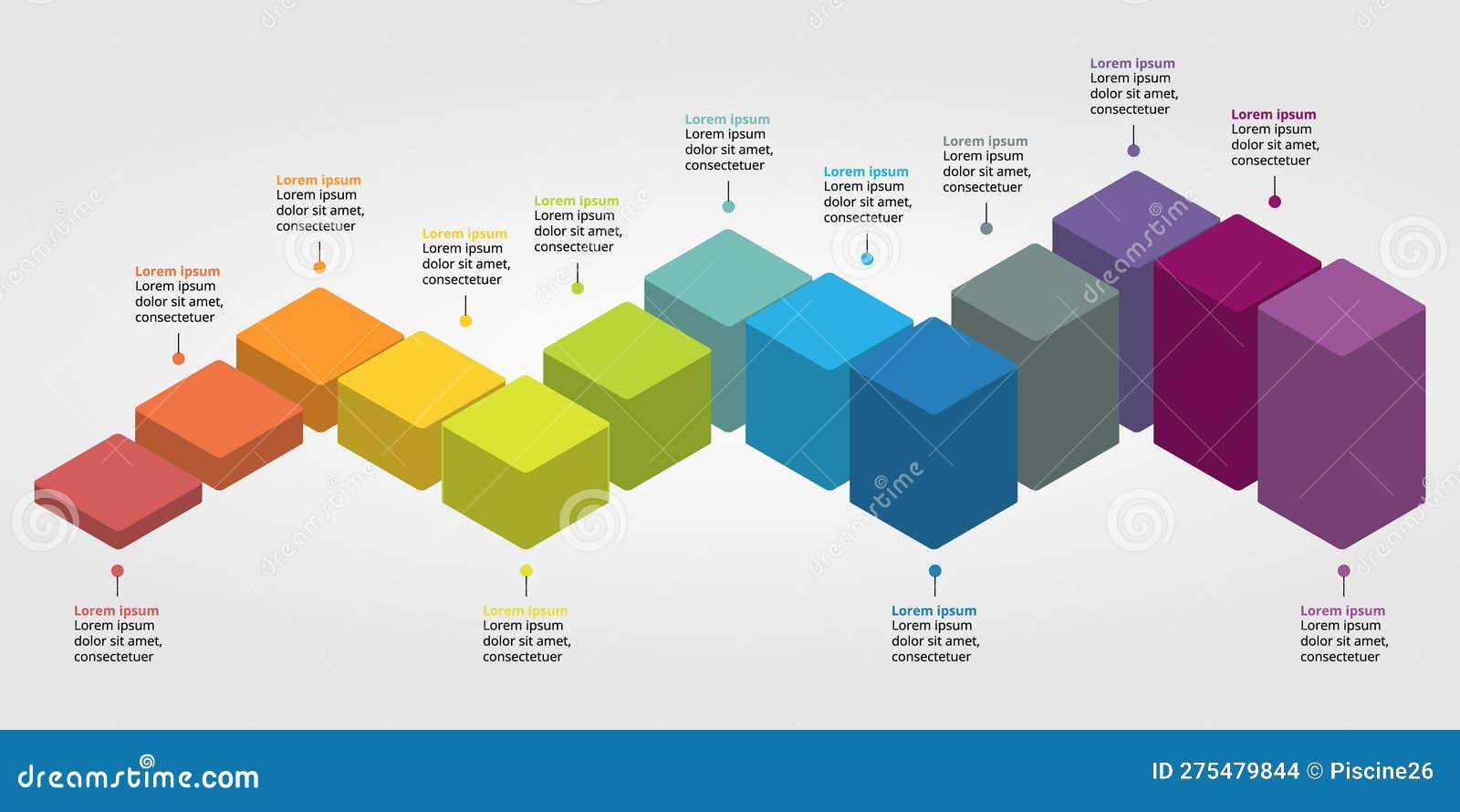 Square Chart Template for Infographic for Presentation for 13 Element ...