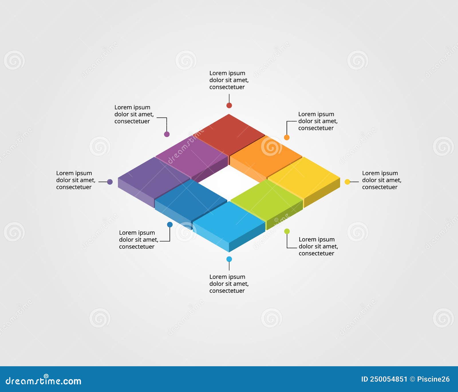 Square Chart Template for Infographic for Presentation for 8 Element ...