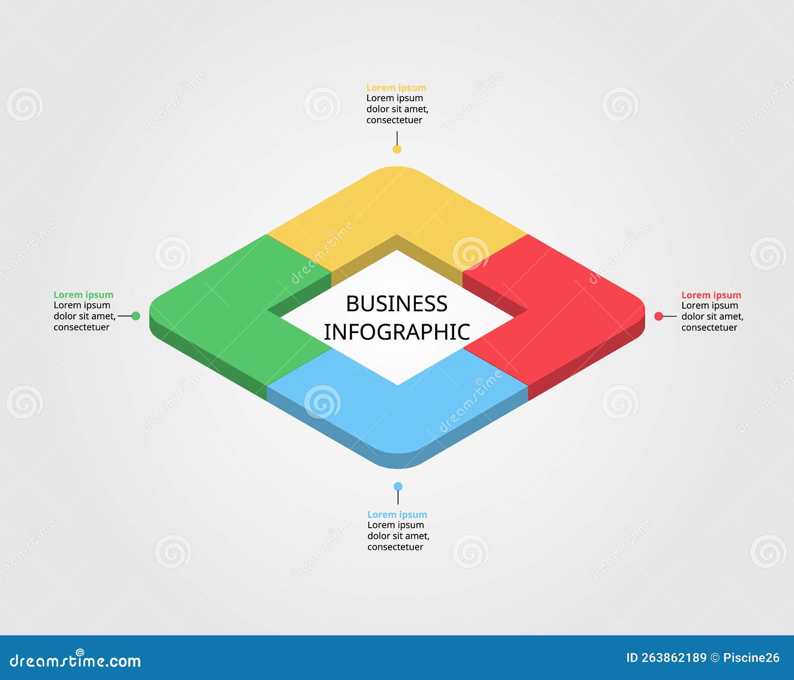Square Chart Template for Infographic for Presentation for 4 Element ...