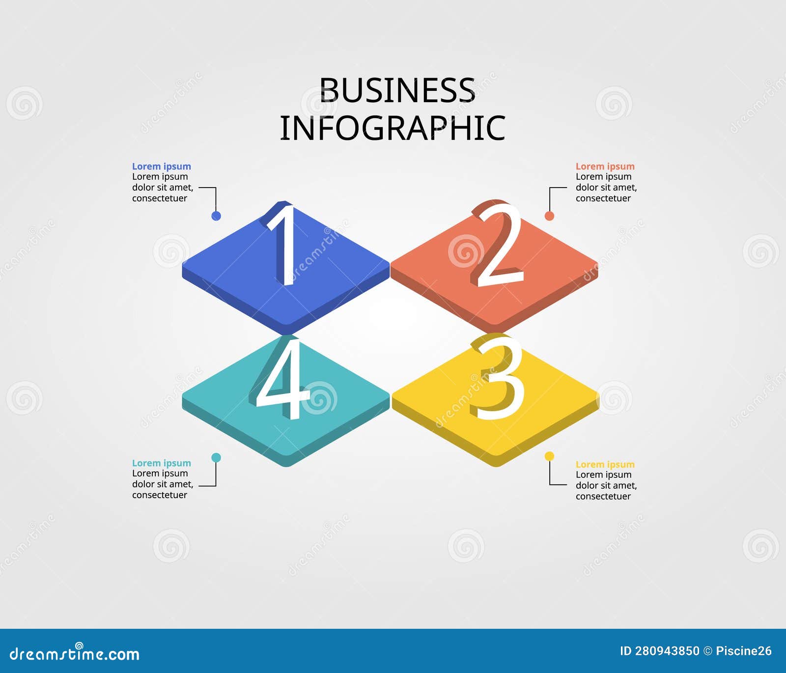 Square Chart Template for Infographic for Presentation for 4 Element ...
