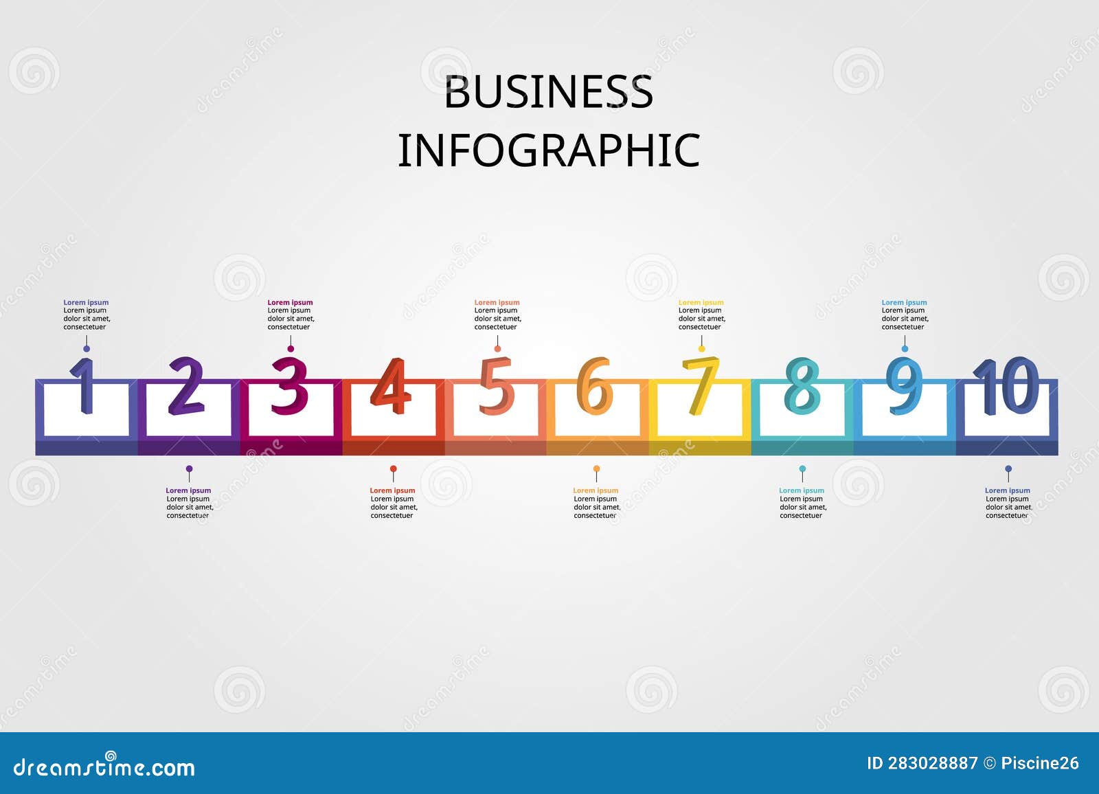 Square Chart Template for Infographic for Presentation for 10 Element ...