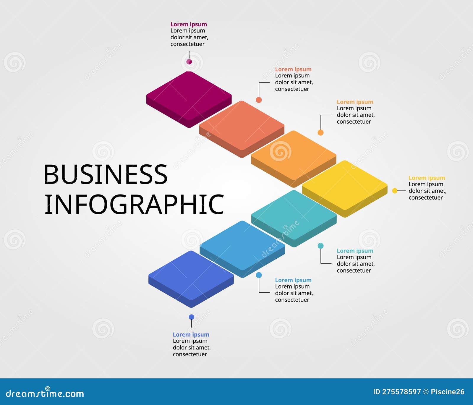 Square Chart Template of Right Side for Infographic for Presentation ...