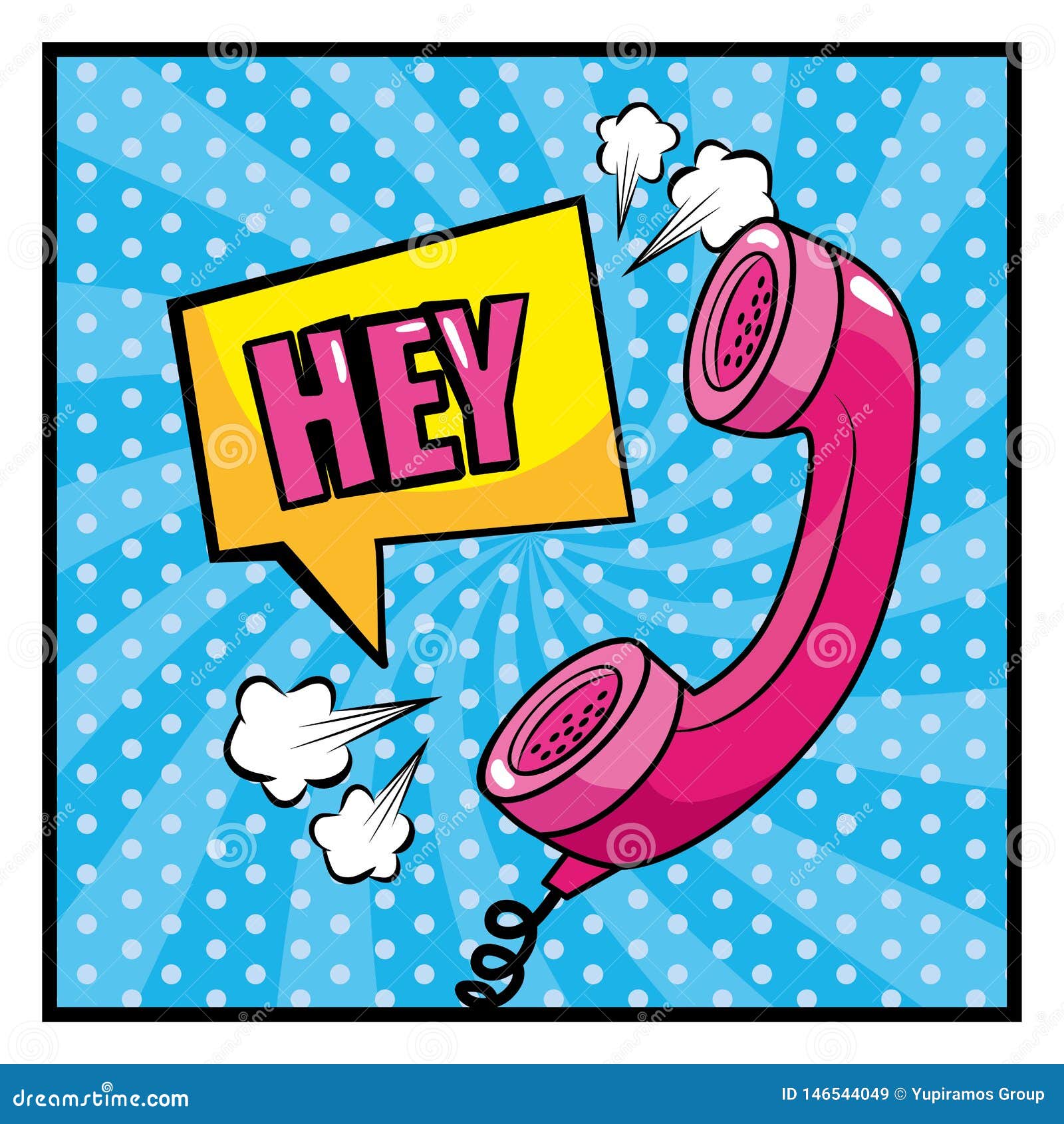 Square Chat Bubble with Hey Message and Phone Stock Vector ...