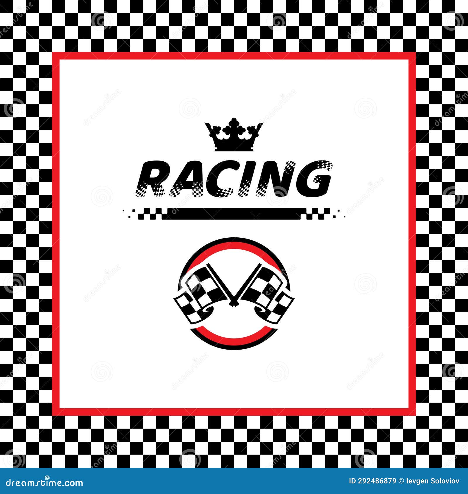 Square Checkered Racing Linear Frame Stock Illustration - Illustration ...
