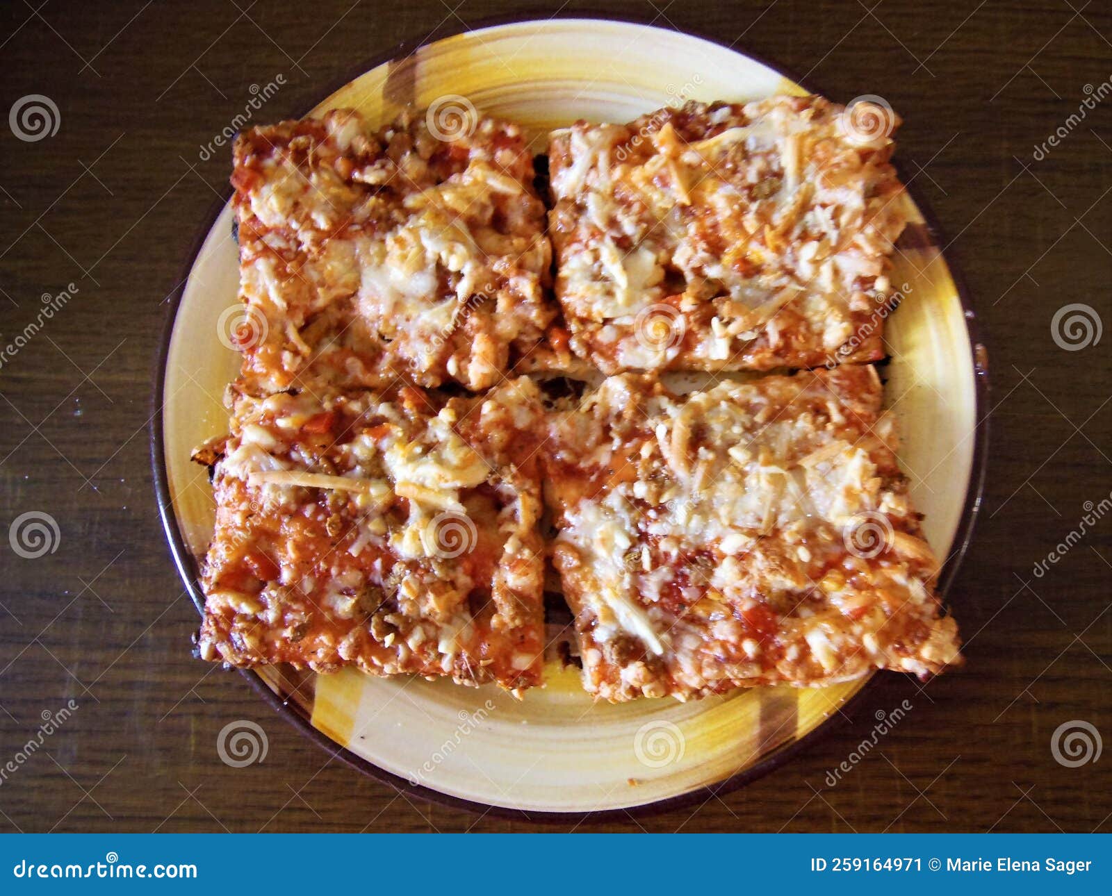 Square Pizza on Plate stock image. Image of meal, food - 259164971