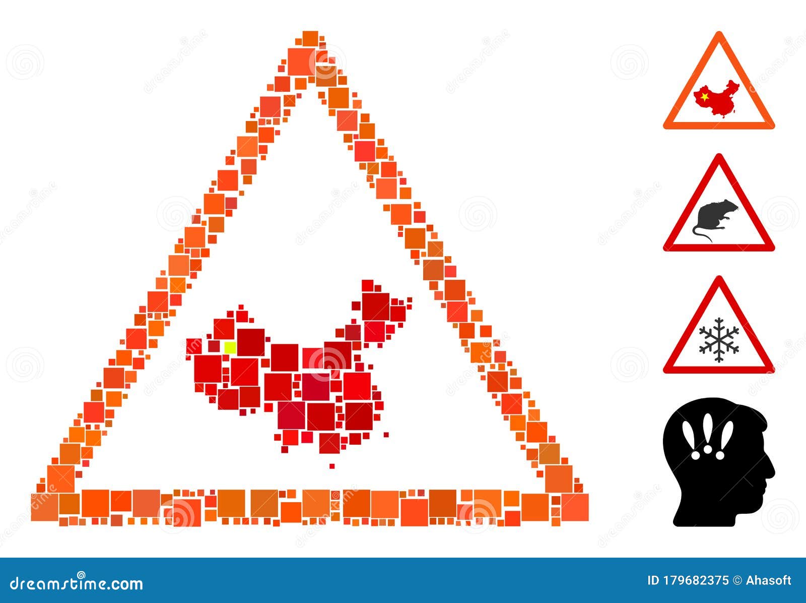Square Chinese Warning Icon Vector Mosaic Stock Vector - Illustration ...
