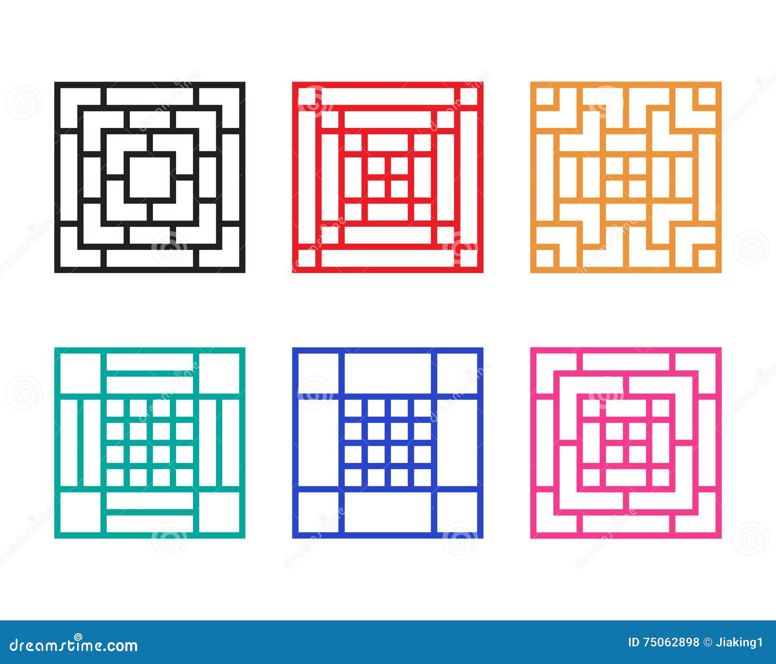 Square Chinese Window with Pattern Stock Vector - Illustration of china ...
