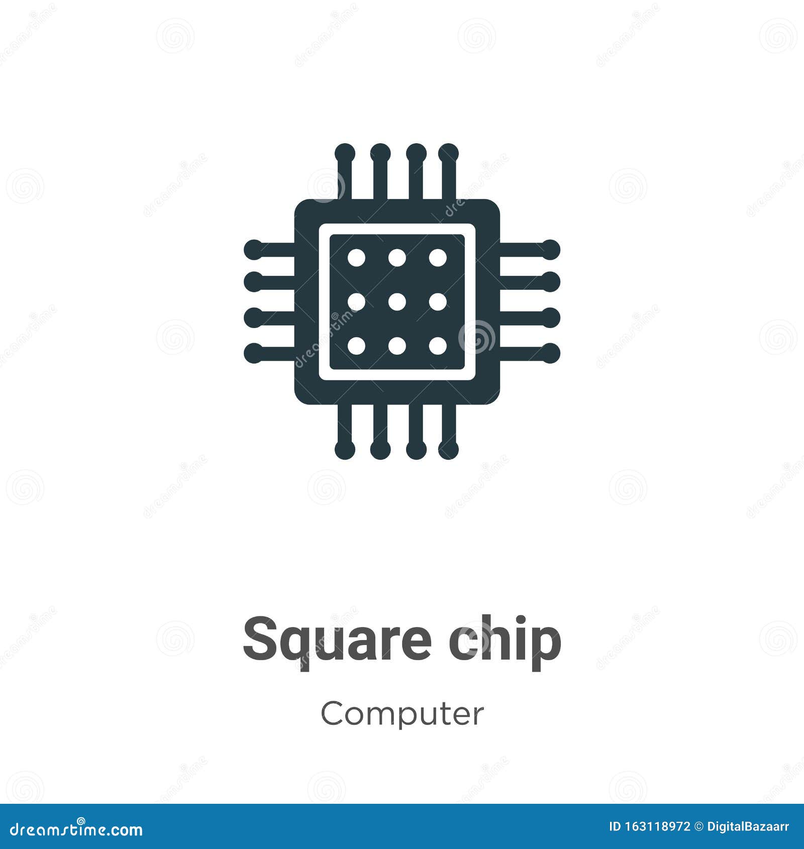 Square Chip Vector Icon on White Background. Flat Vector Square Chip ...