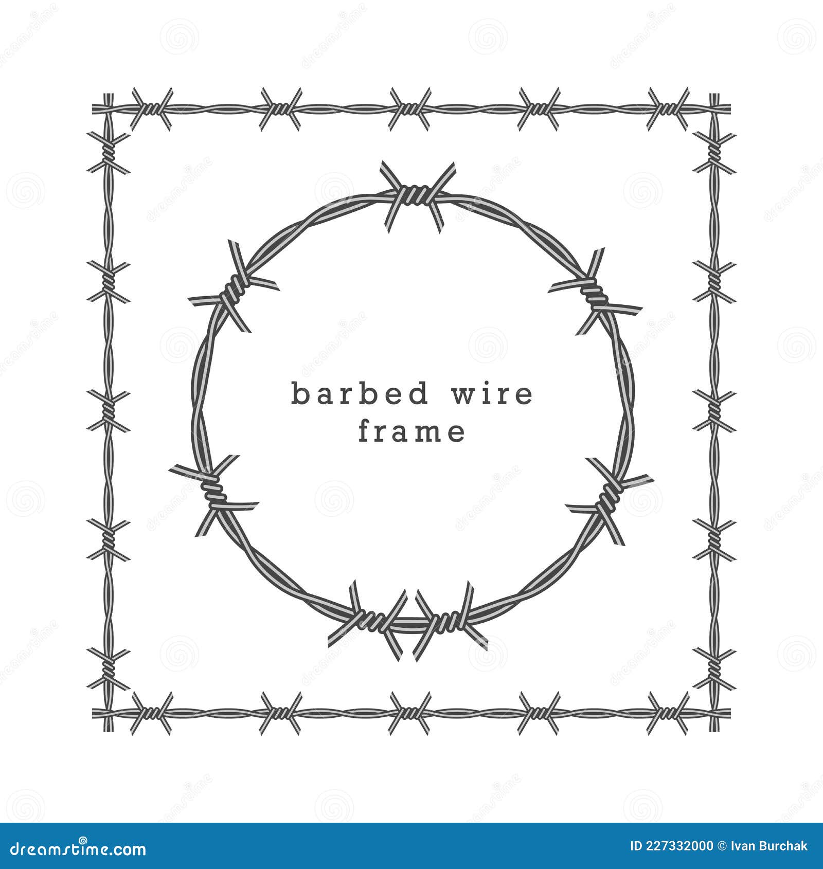 Square and Circle Barbed Wire Frames, Vector Illustration Stock Vector ...