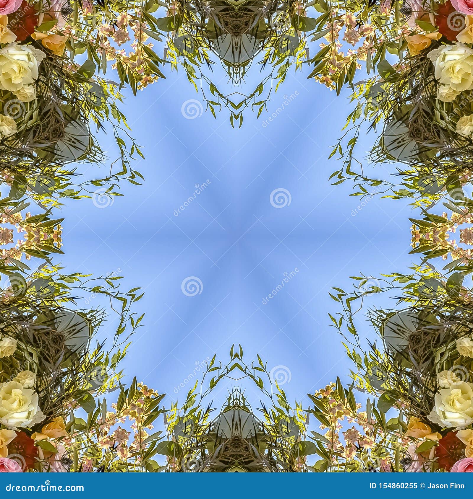 Square Circular and Angular Floral Design with Colorful Flowers from a ...