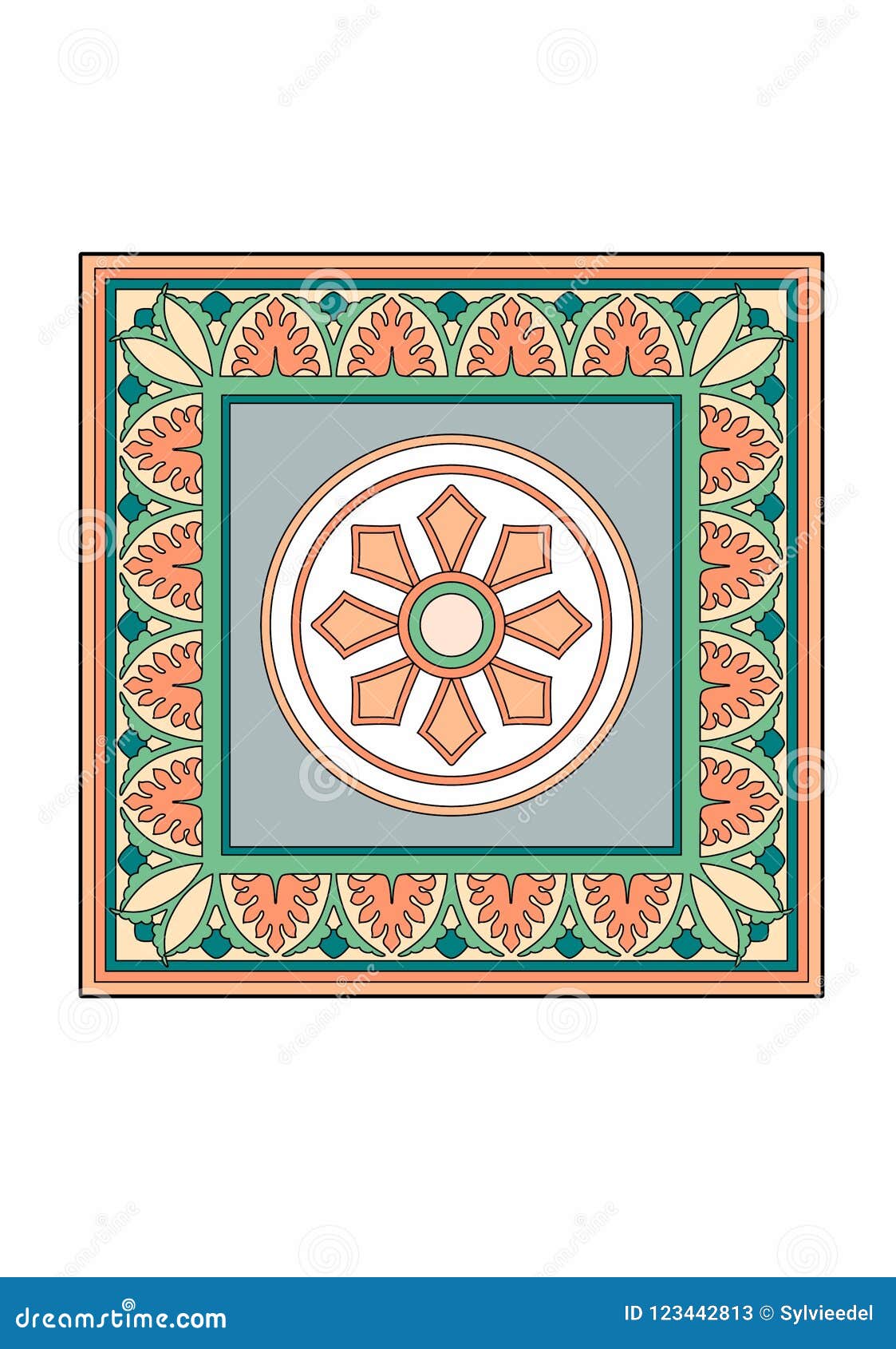 Square with Circular Pattern Stock Vector - Illustration of vintage ...
