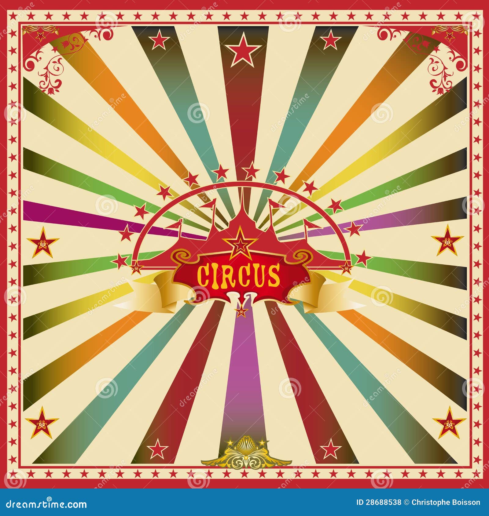 Square circus color card. stock vector. Illustration of design - 28688538