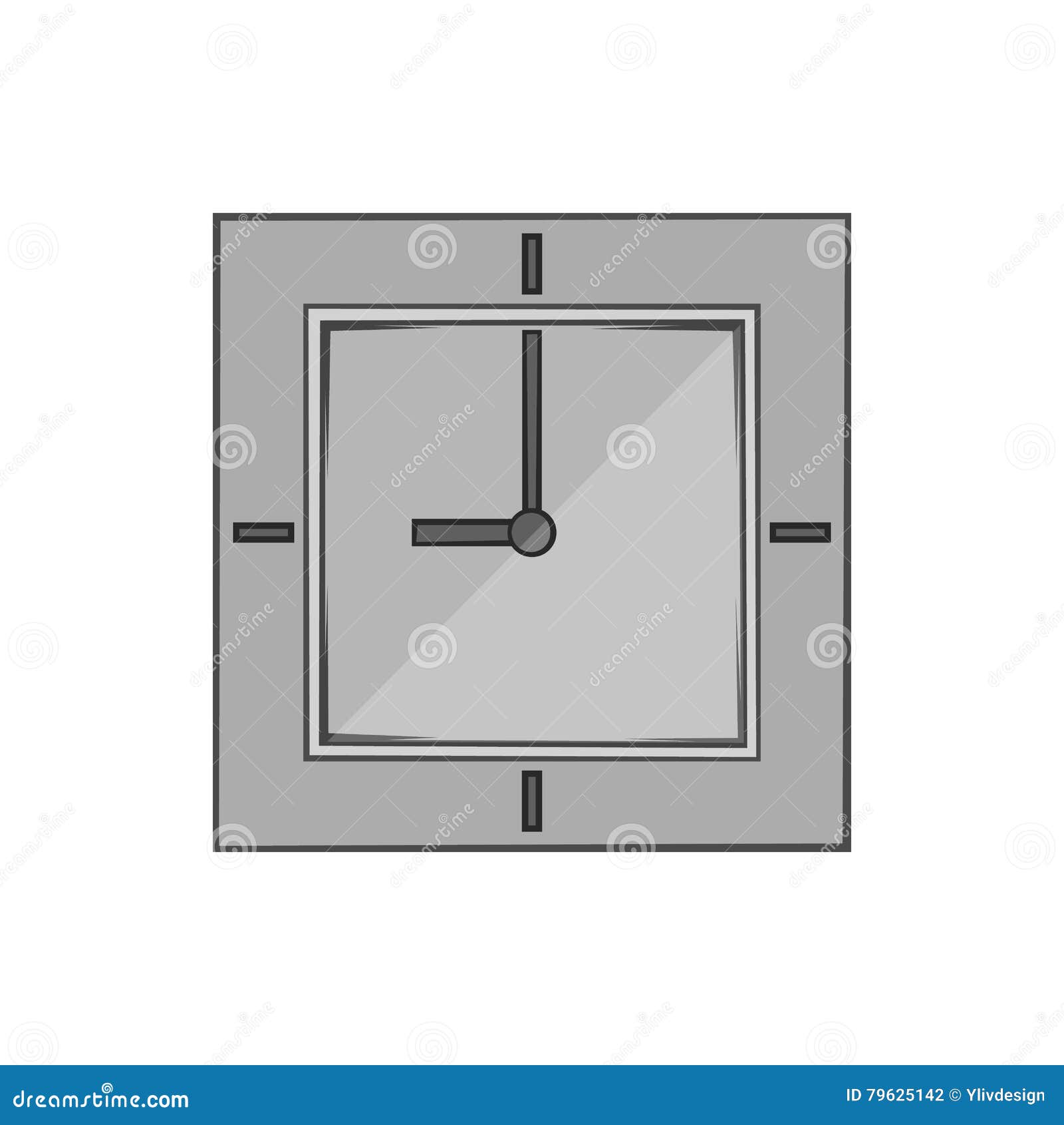 Square Clock Icon, Black Monochrome Style Stock Vector - Illustration ...