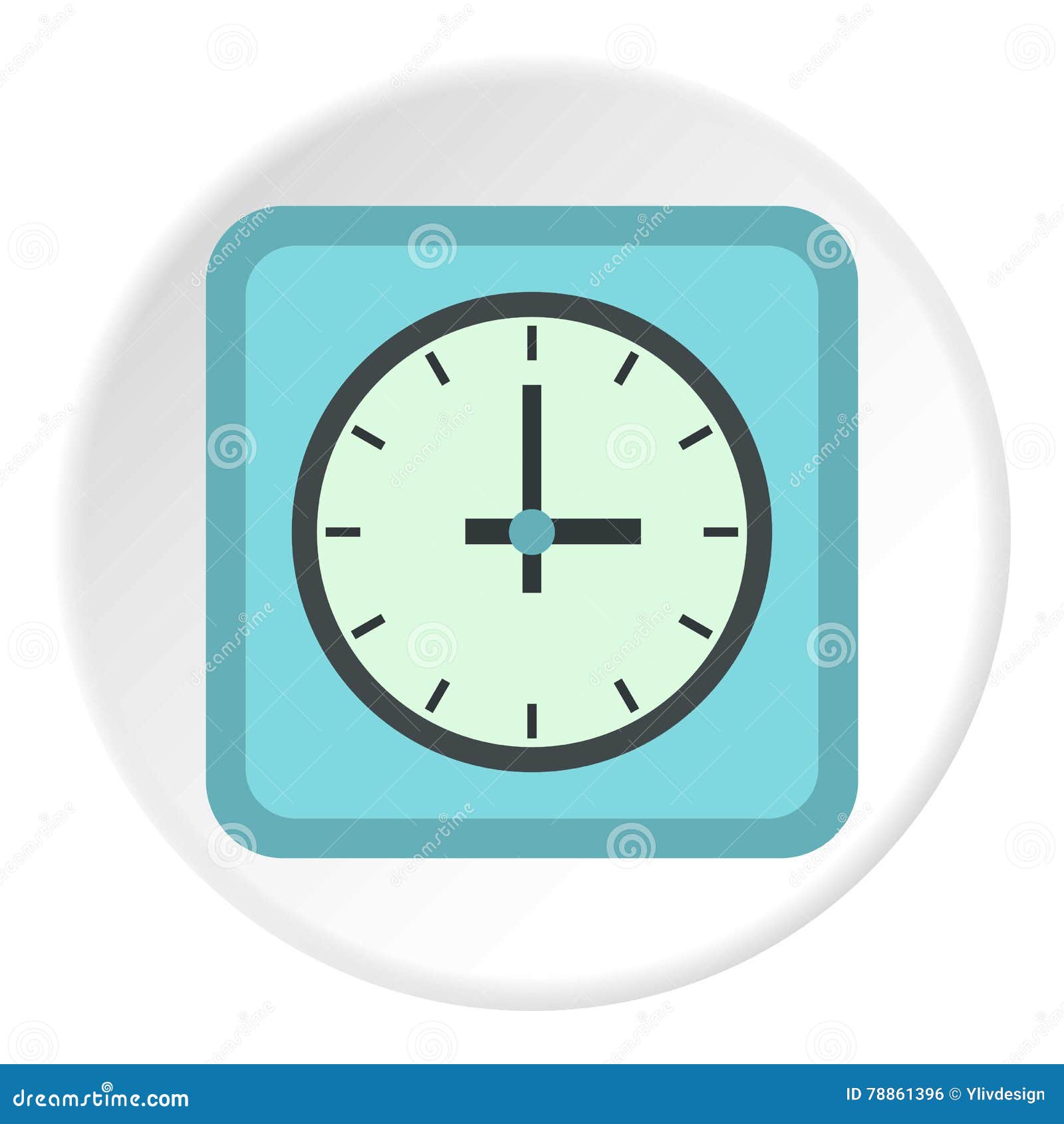 Square Clock Icon, Flat Style Stock Vector - Illustration of moment ...