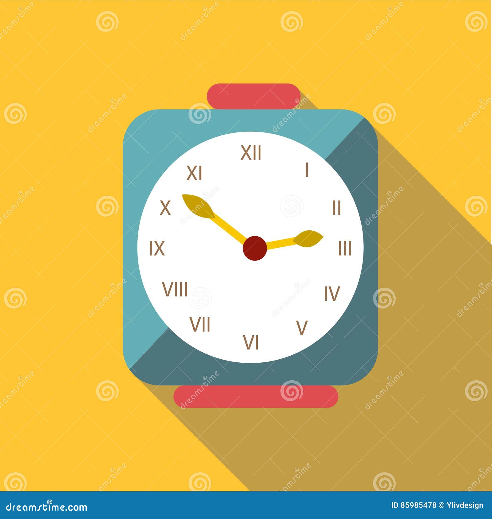 Square Clock Icon, Flat Style Stock Vector - Illustration of object ...