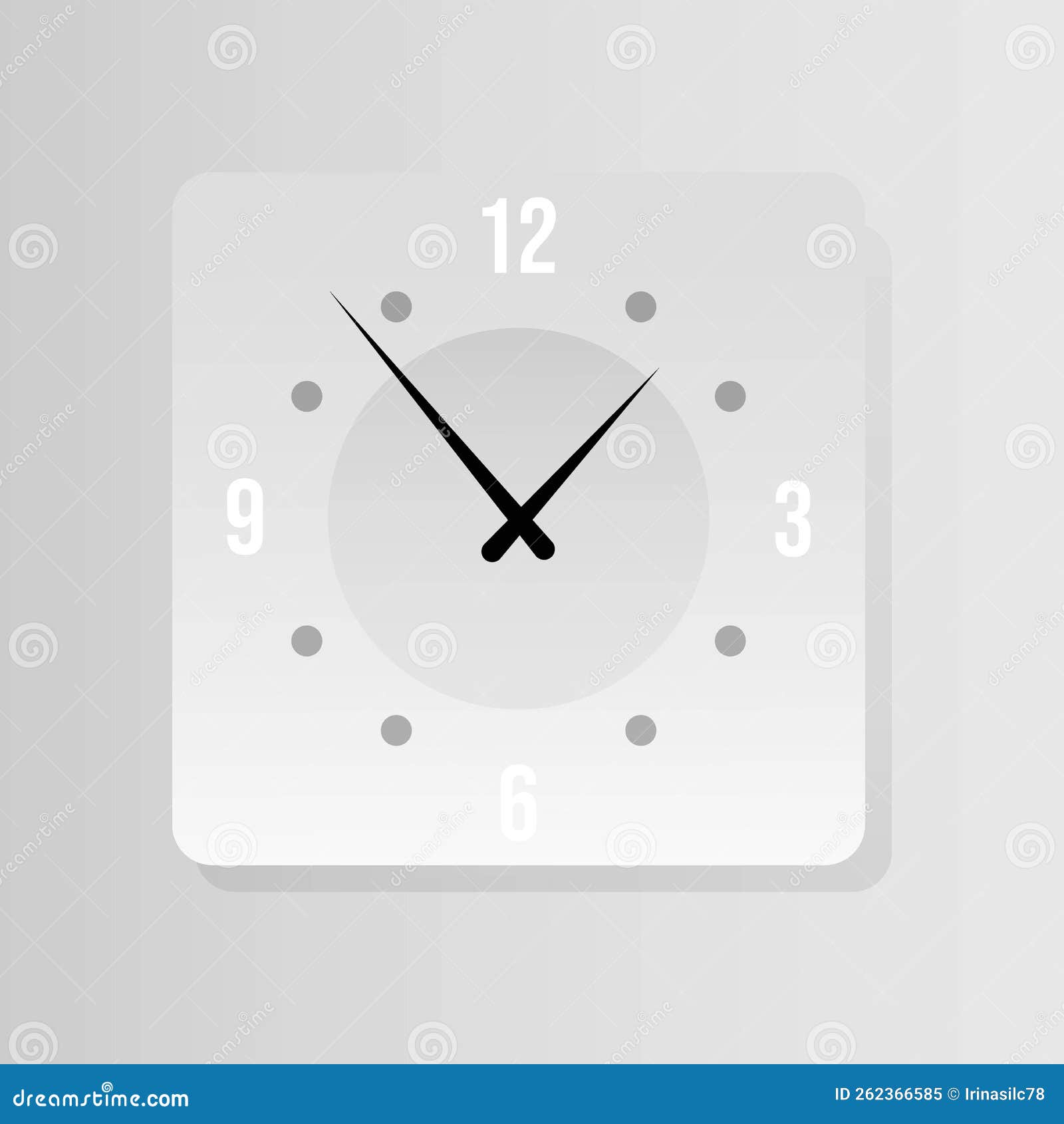 Square Clock Icon in Flat Style Stock Vector - Illustration of time ...
