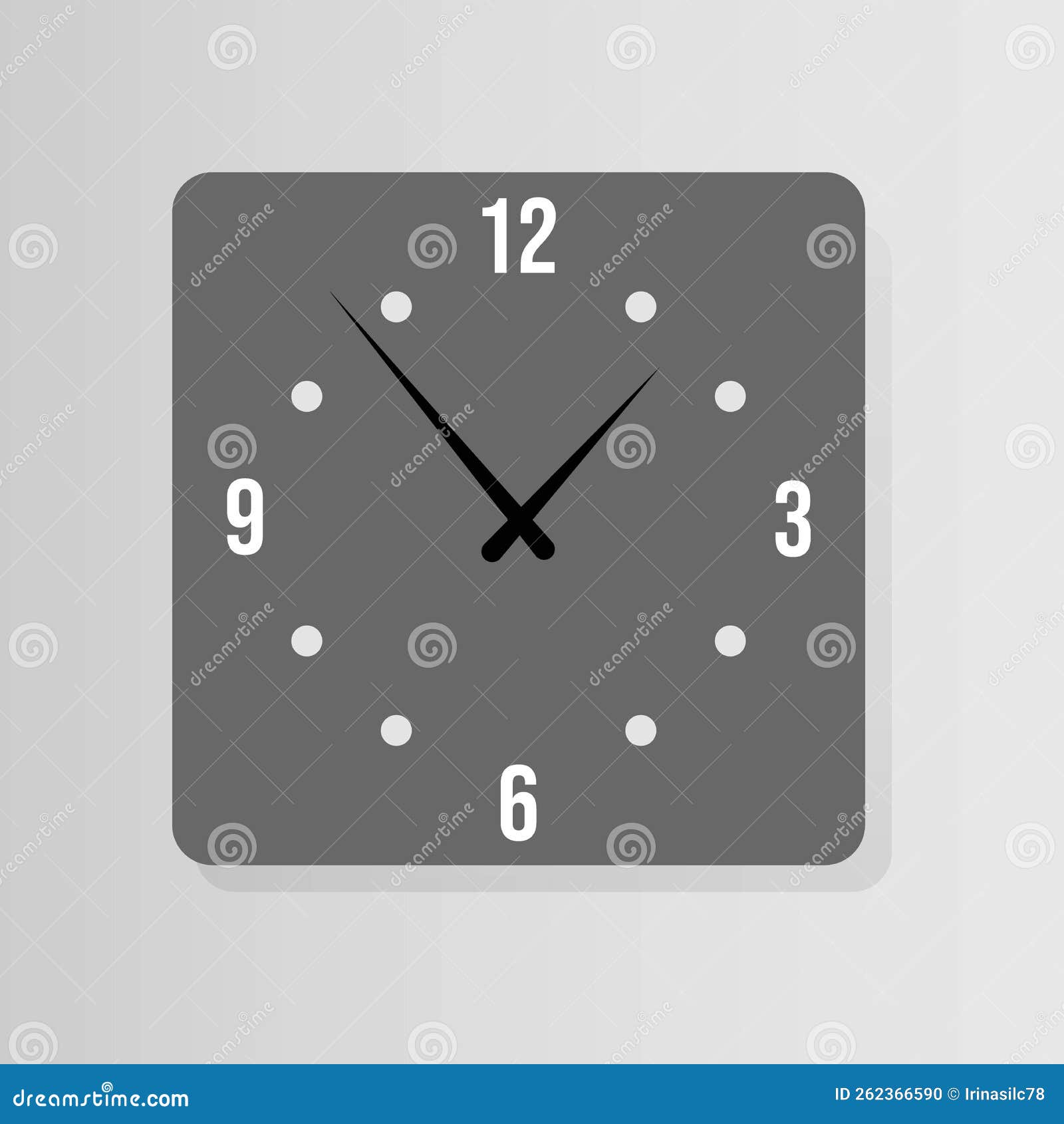 Square Clock Icon in Flat Style Stock Vector - Illustration of office ...