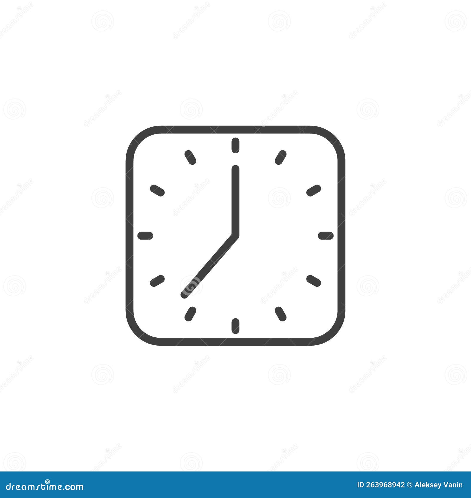 Square clock line icon stock vector. Illustration of hollow - 263968942