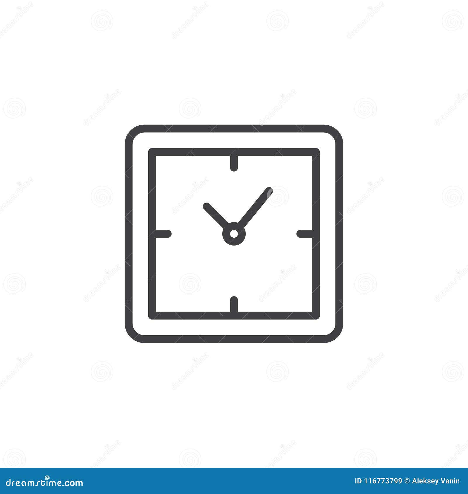 Square clock outline icon stock vector. Illustration of deadline ...