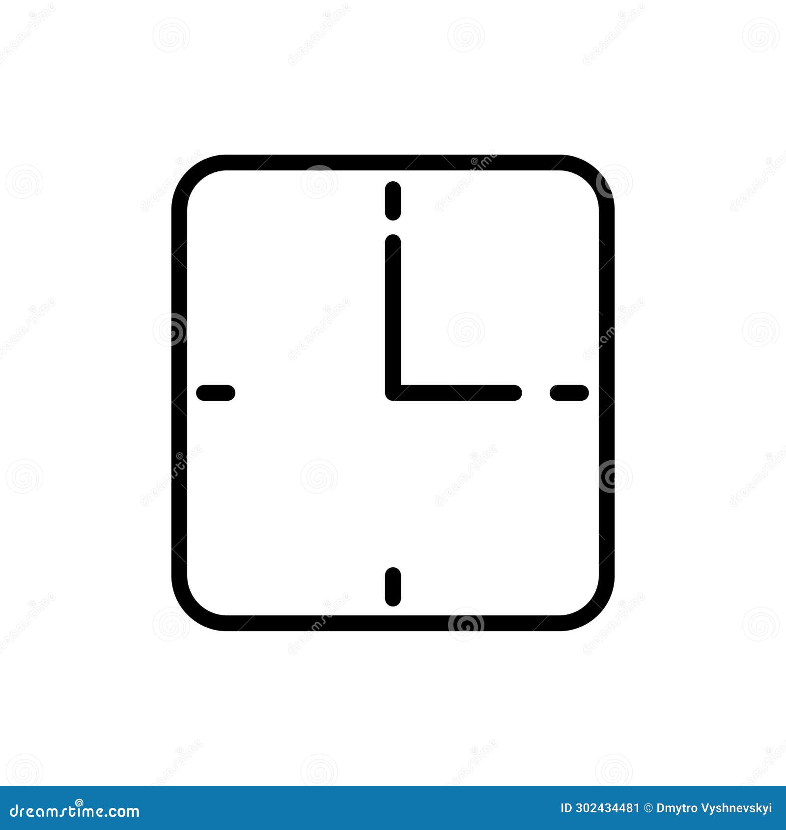 Square Clock Outline Vector Icon Stock Vector - Illustration of white ...