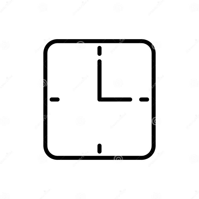 Square Clock Outline Vector Icon Stock Vector - Illustration of white ...