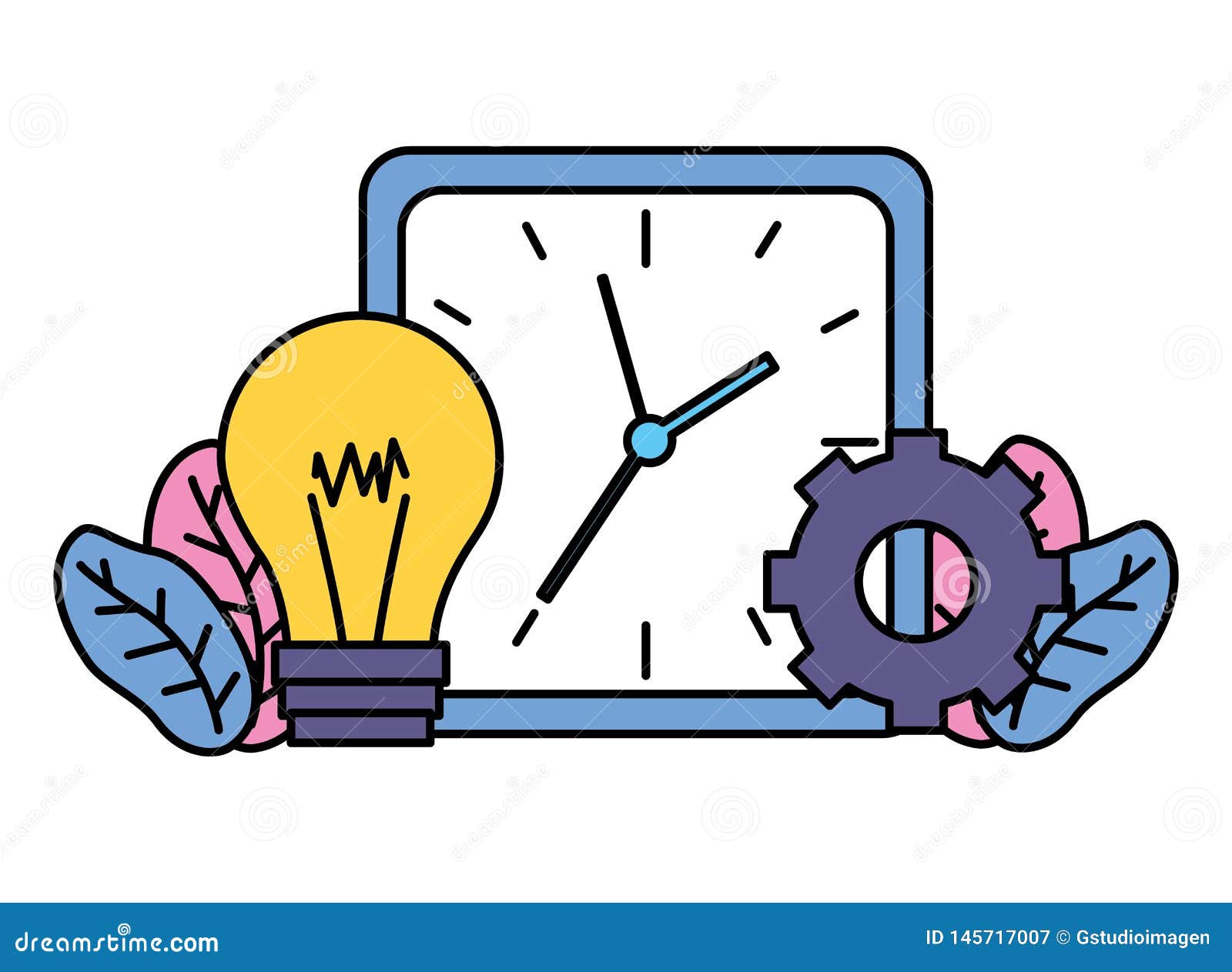 Square Clock Time Bulb Gear Stock Illustration - Illustration of money ...