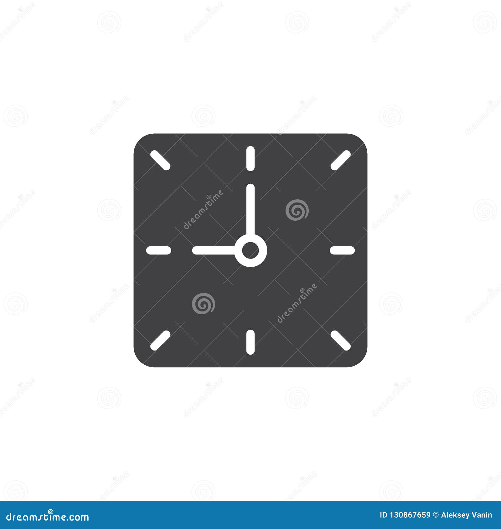 Square clock vector icon stock vector. Illustration of glyph - 130867659