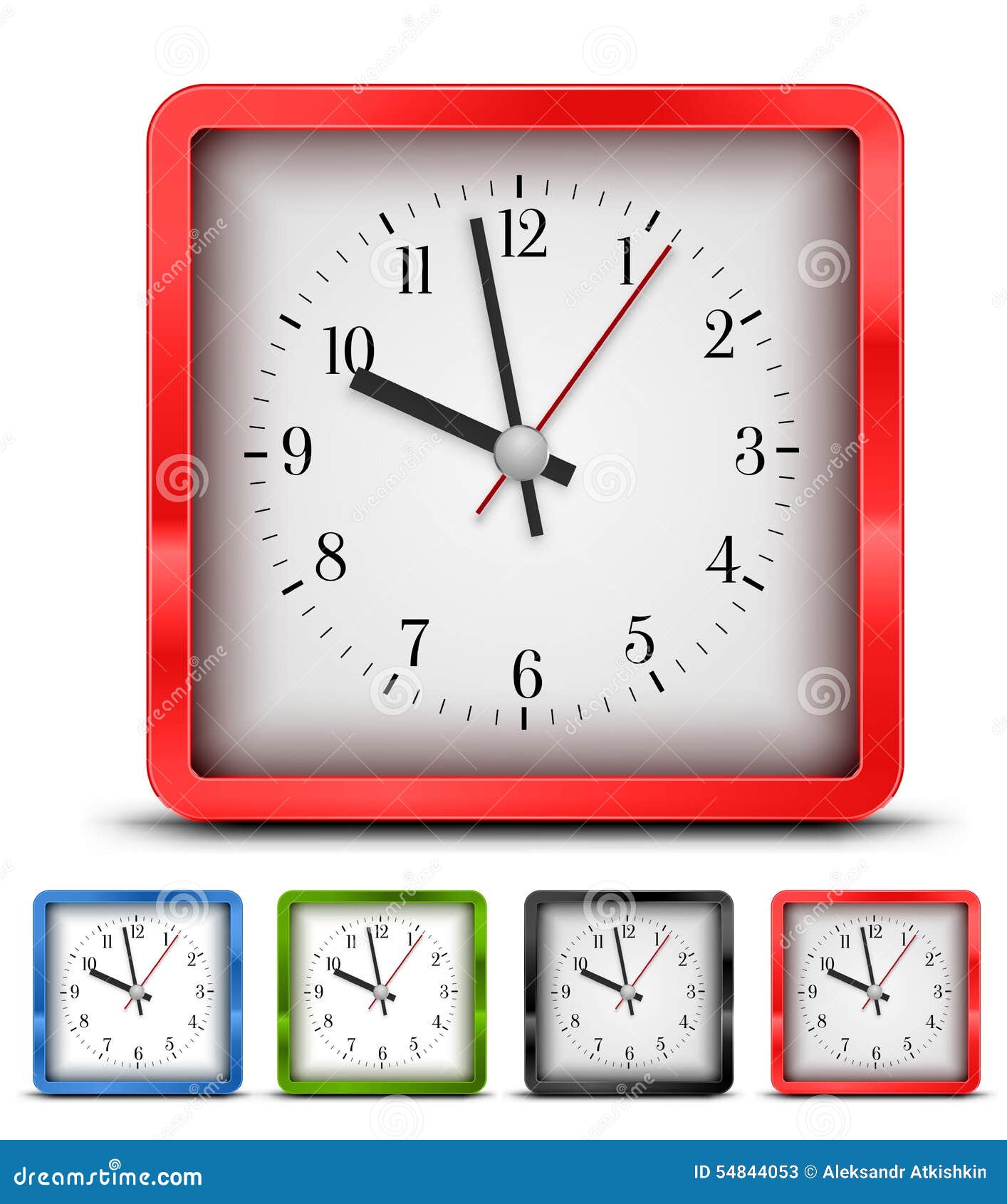 Square clock stock vector. Illustration of blue, green - 54844053