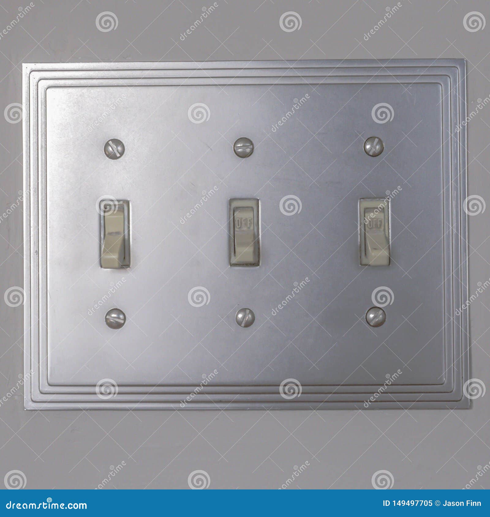 Square Close Up View of Vertical Flip Toggle Light Switches in Off Mode ...