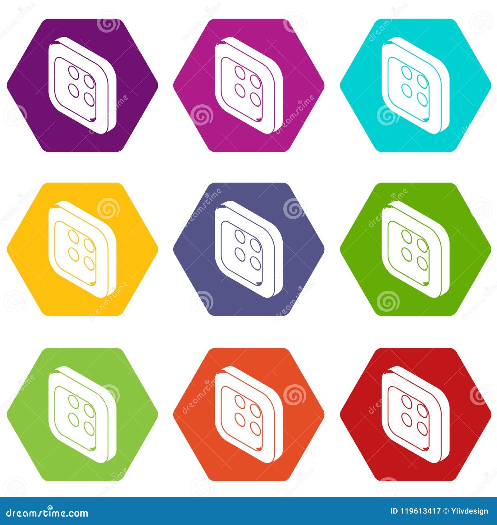 Square Clothes Button Icons Set 9 Vector Stock Vector - Illustration of ...