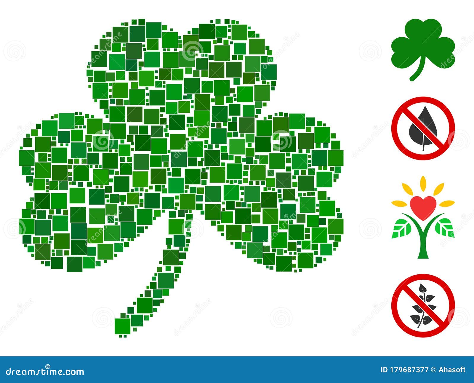 Square Clover Leaf Icon Vector Collage Stock Vector - Illustration of ...
