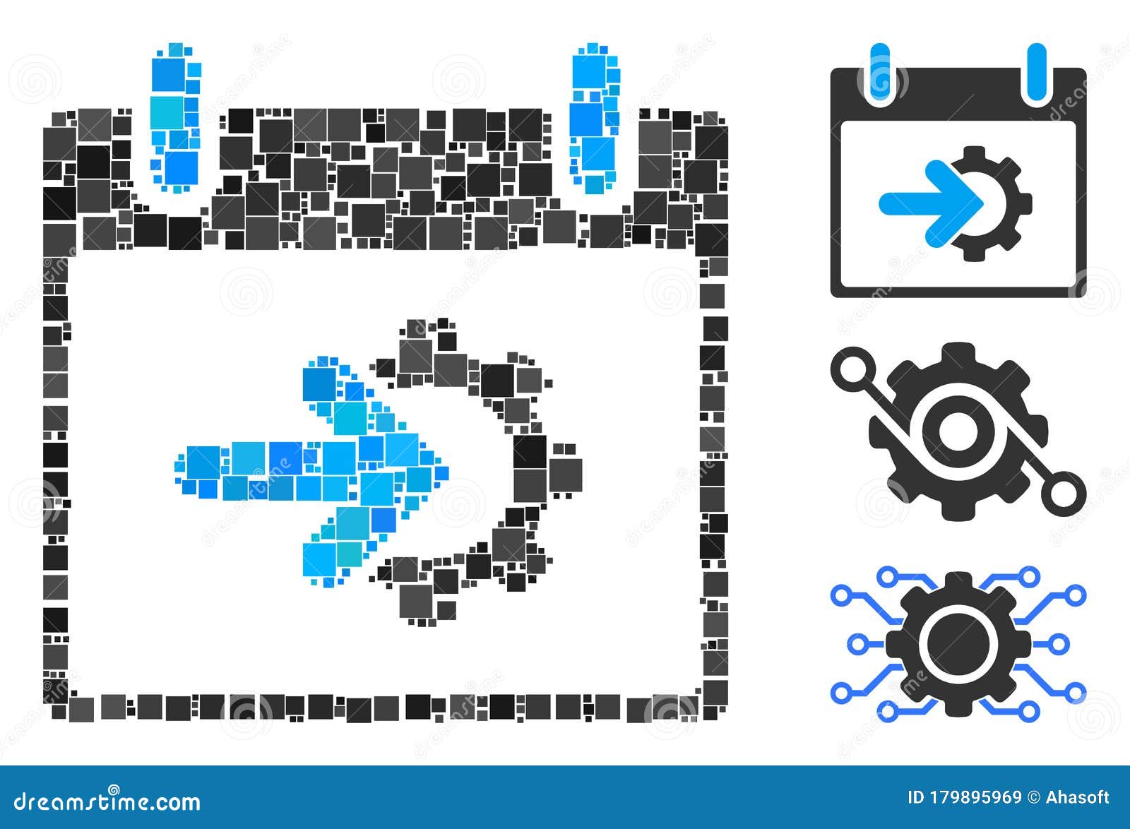 Square Cog Integration Calendar Day Icon Vector Collage Stock ...
