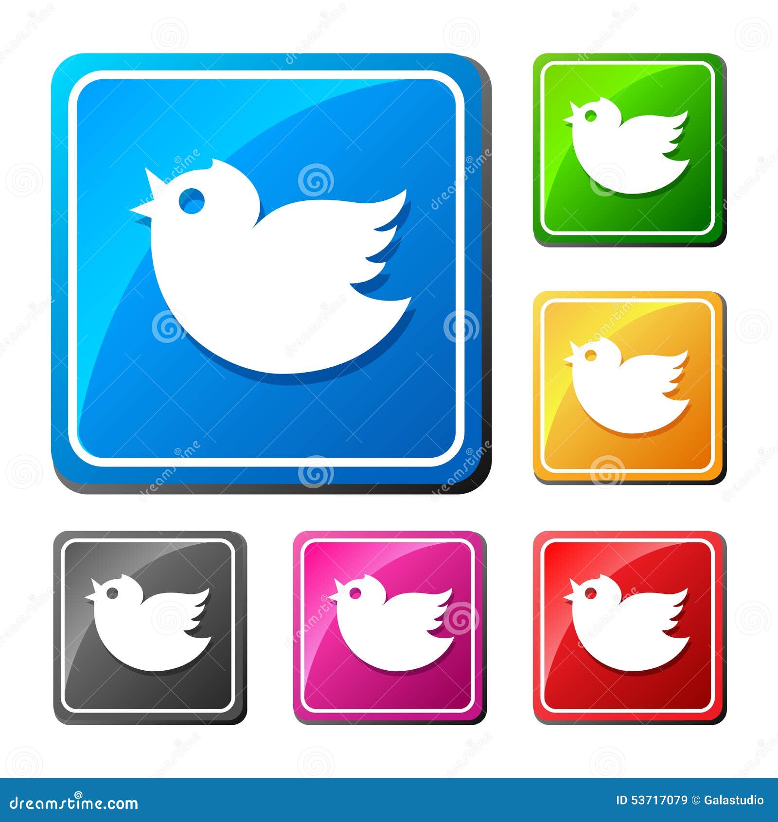 Square color bird icon. stock illustration. Illustration of icon - 53717079