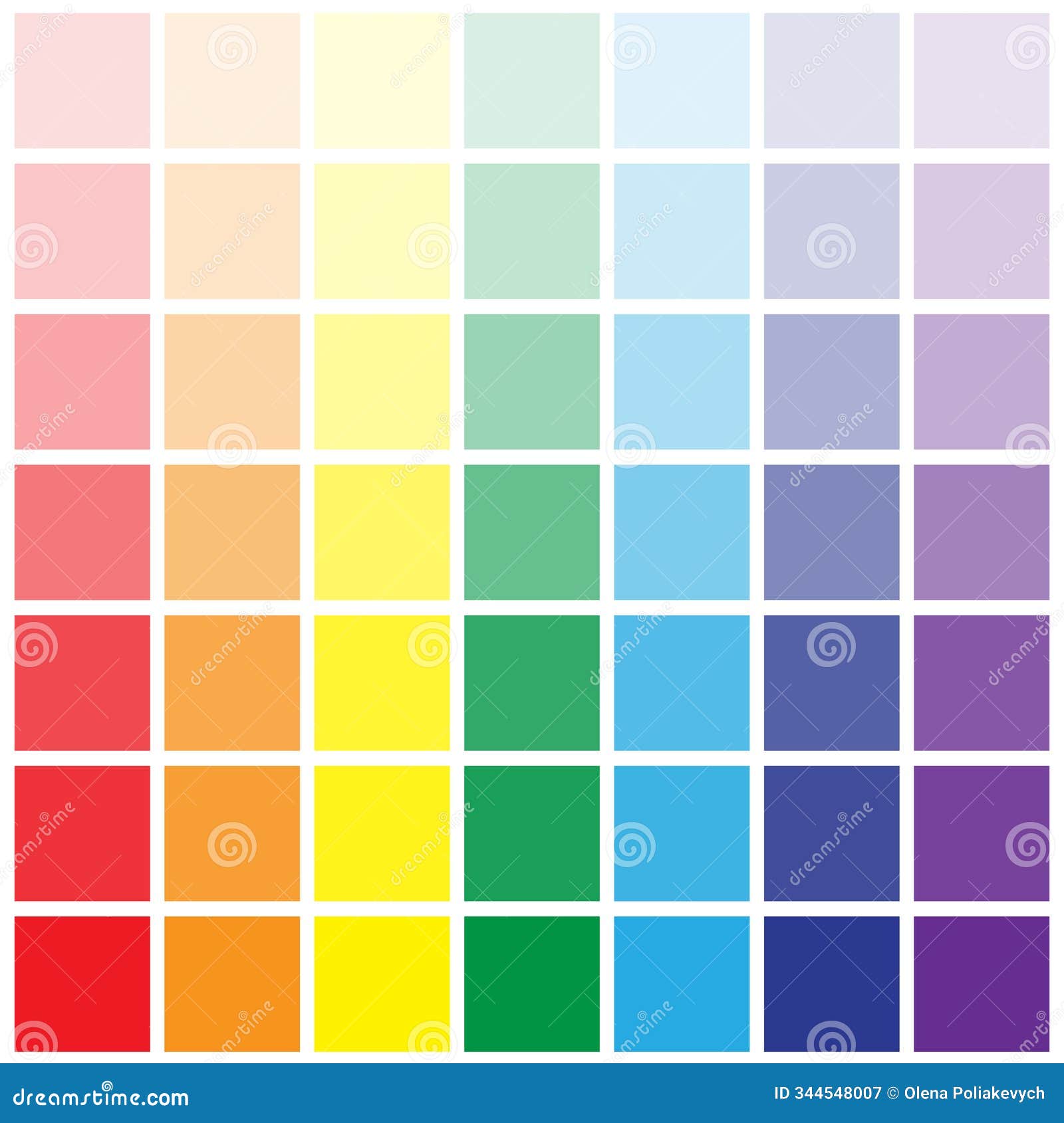 Square Color Grid. Rainbow Palette Pattern. Bright Gradient Scheme ...