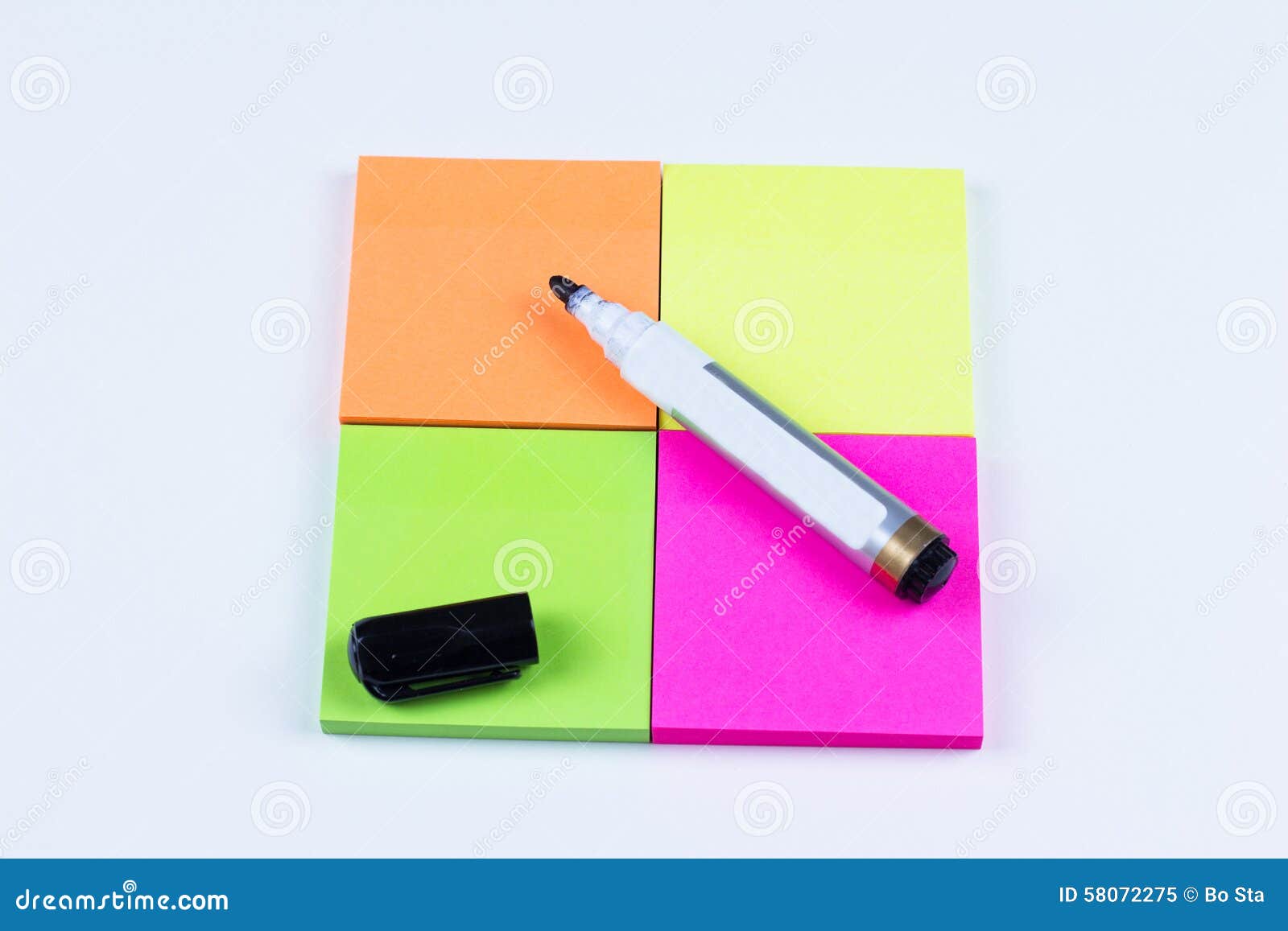 Square of Colored Sticky Note with Marker Pen Stock Image - Image of ...