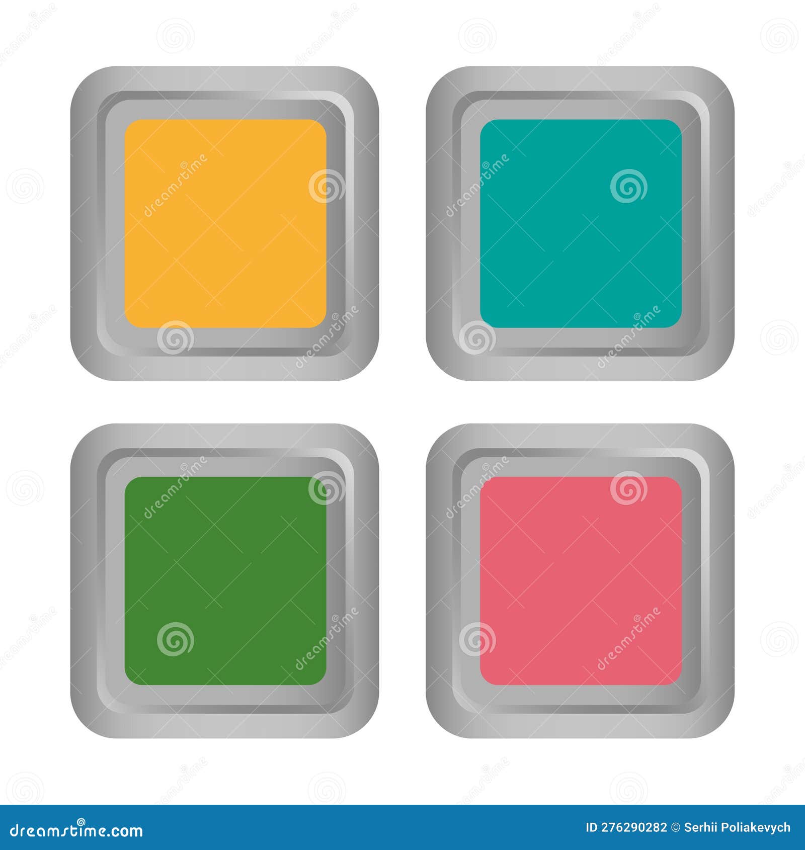 Square Colored Three-dimensional Buttons. Volumetric Square Buttons. Vector Illustration Stock ...