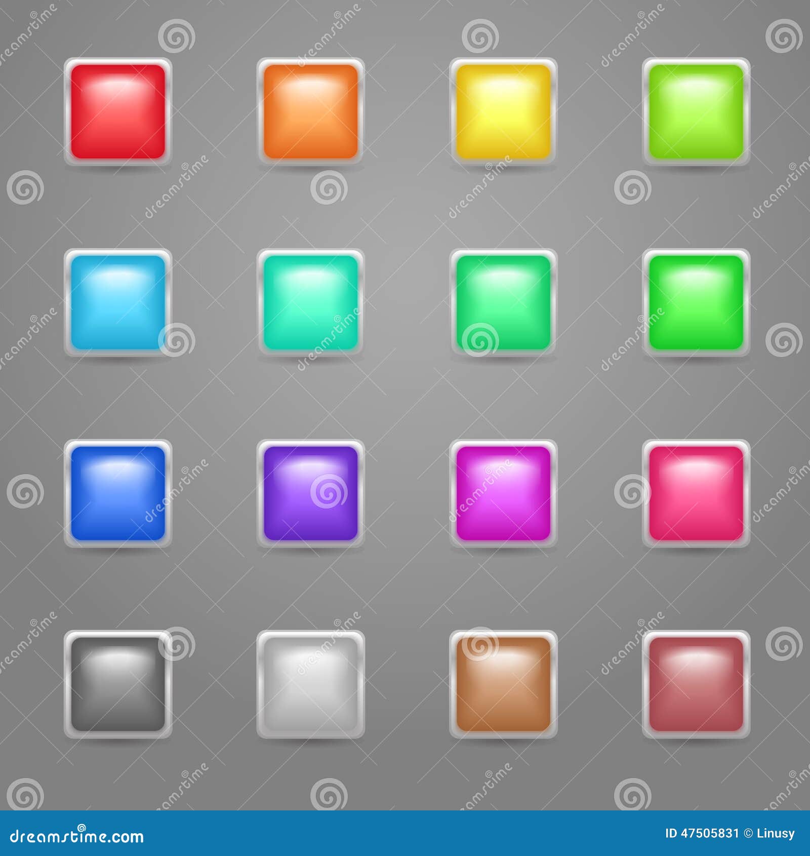 Square colored web buttons stock vector. Illustration of decorative ...