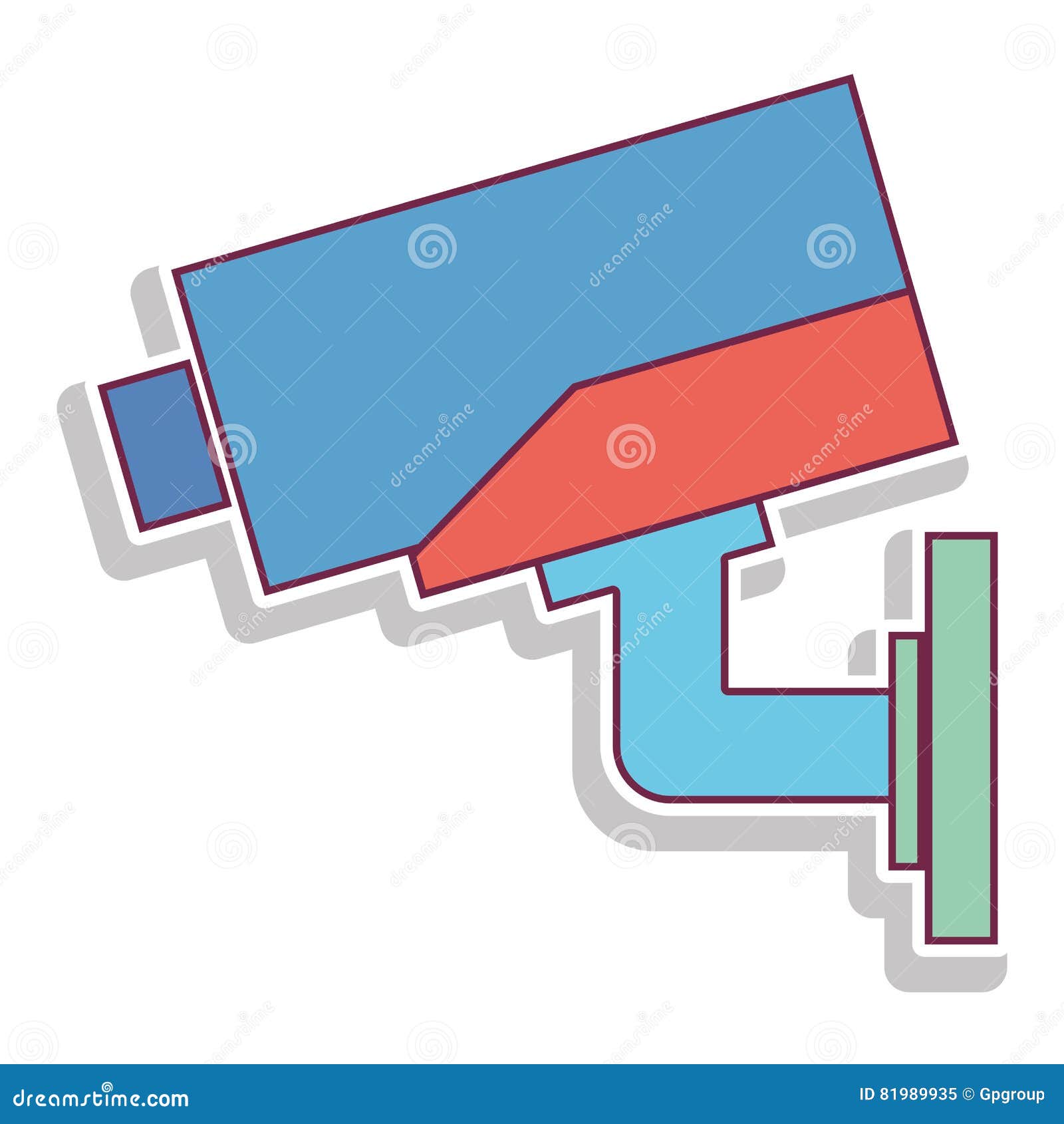 Square Colorful Infrared Surveillance Camera Icon Stock Illustration ...