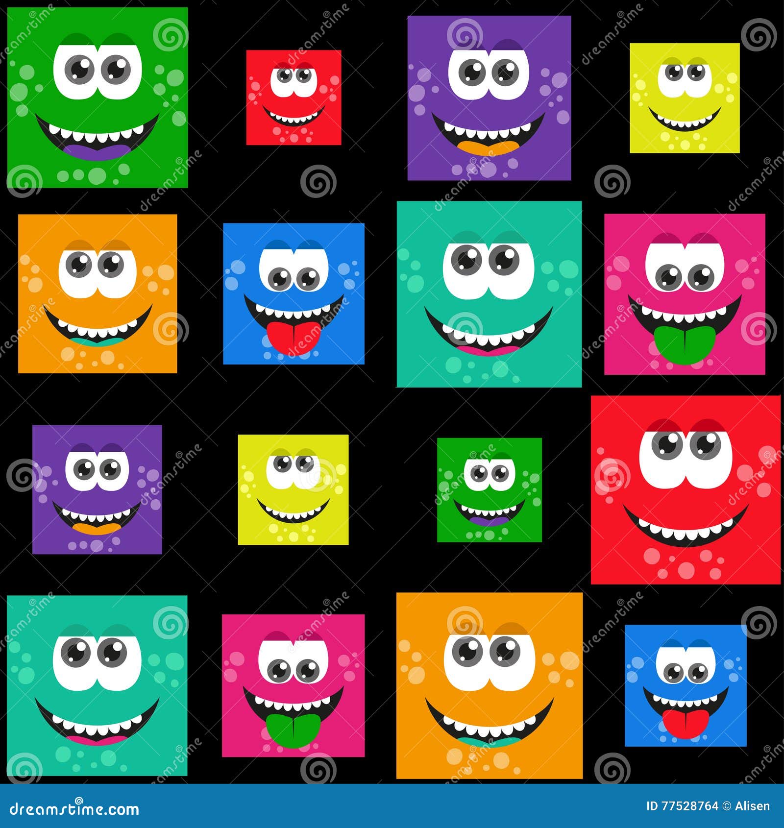 Square Colorful Smiles - Vector Set or Pattern Stock Vector ...