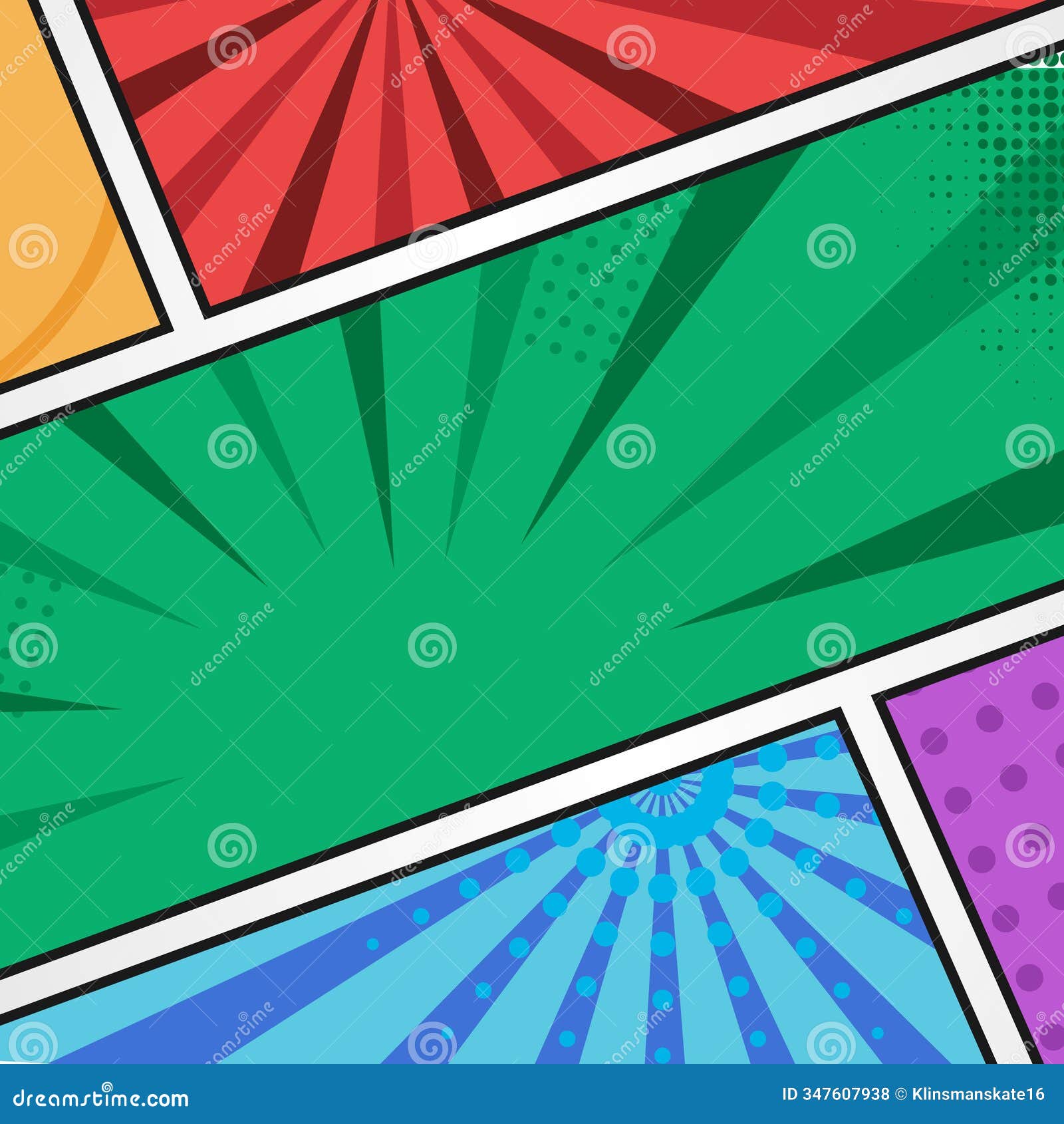 Square Comic Book Pop Art Style Background Template Concept Stock ...