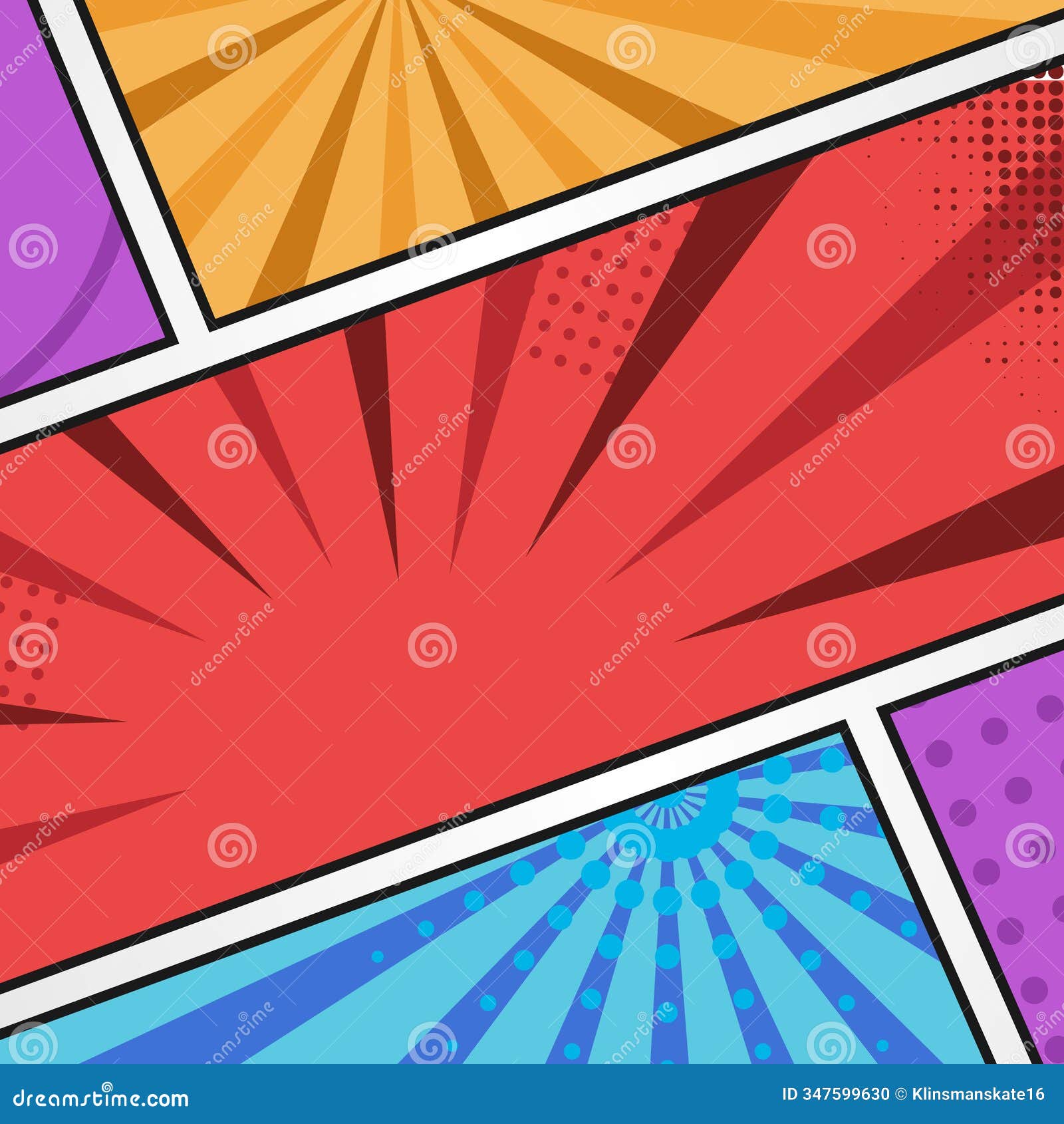 Square Comic Book Pop Art Style Background Template Isolated Stock ...