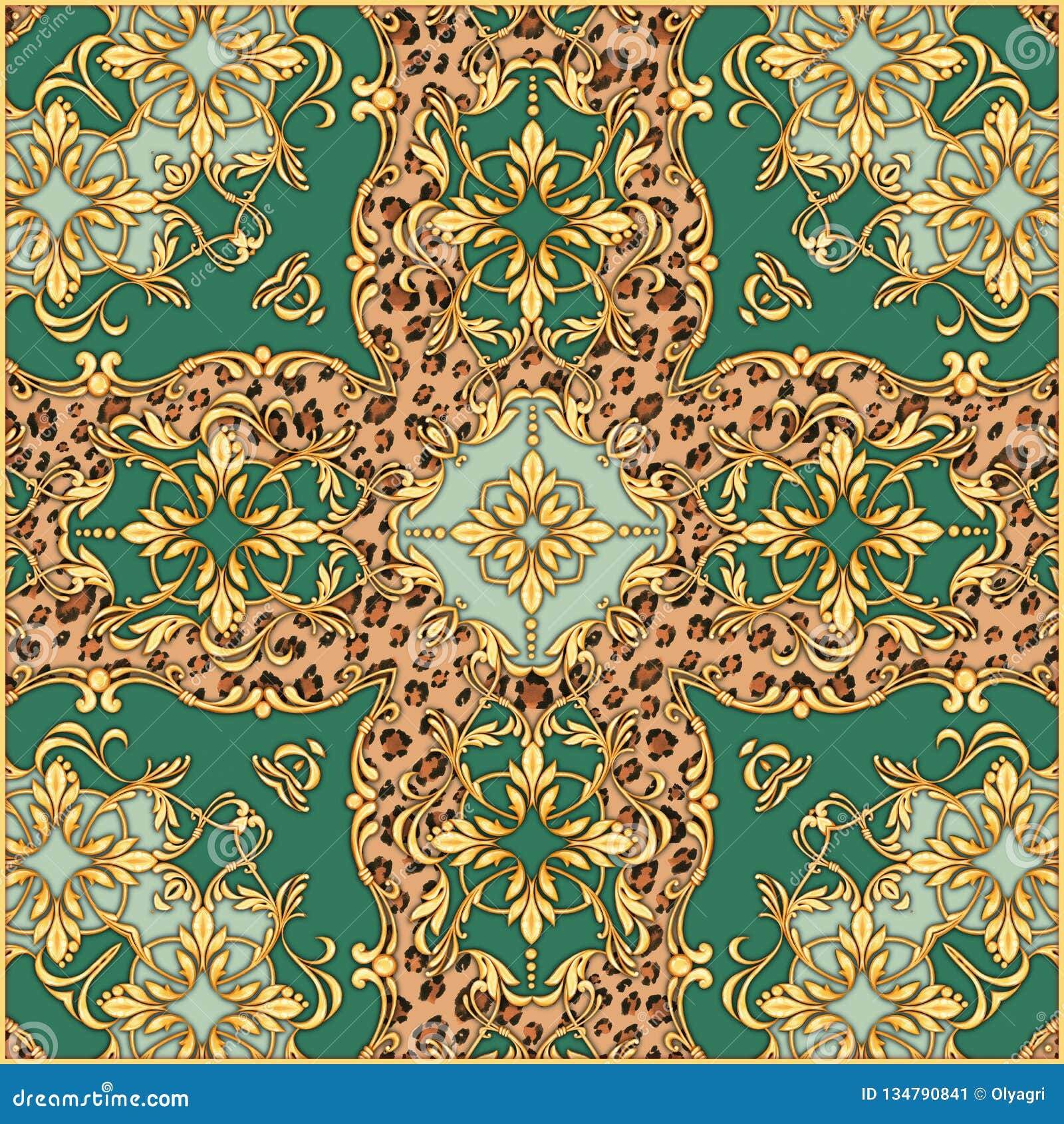 Square Composition with Leopard Print Stock Illustration - Illustration ...