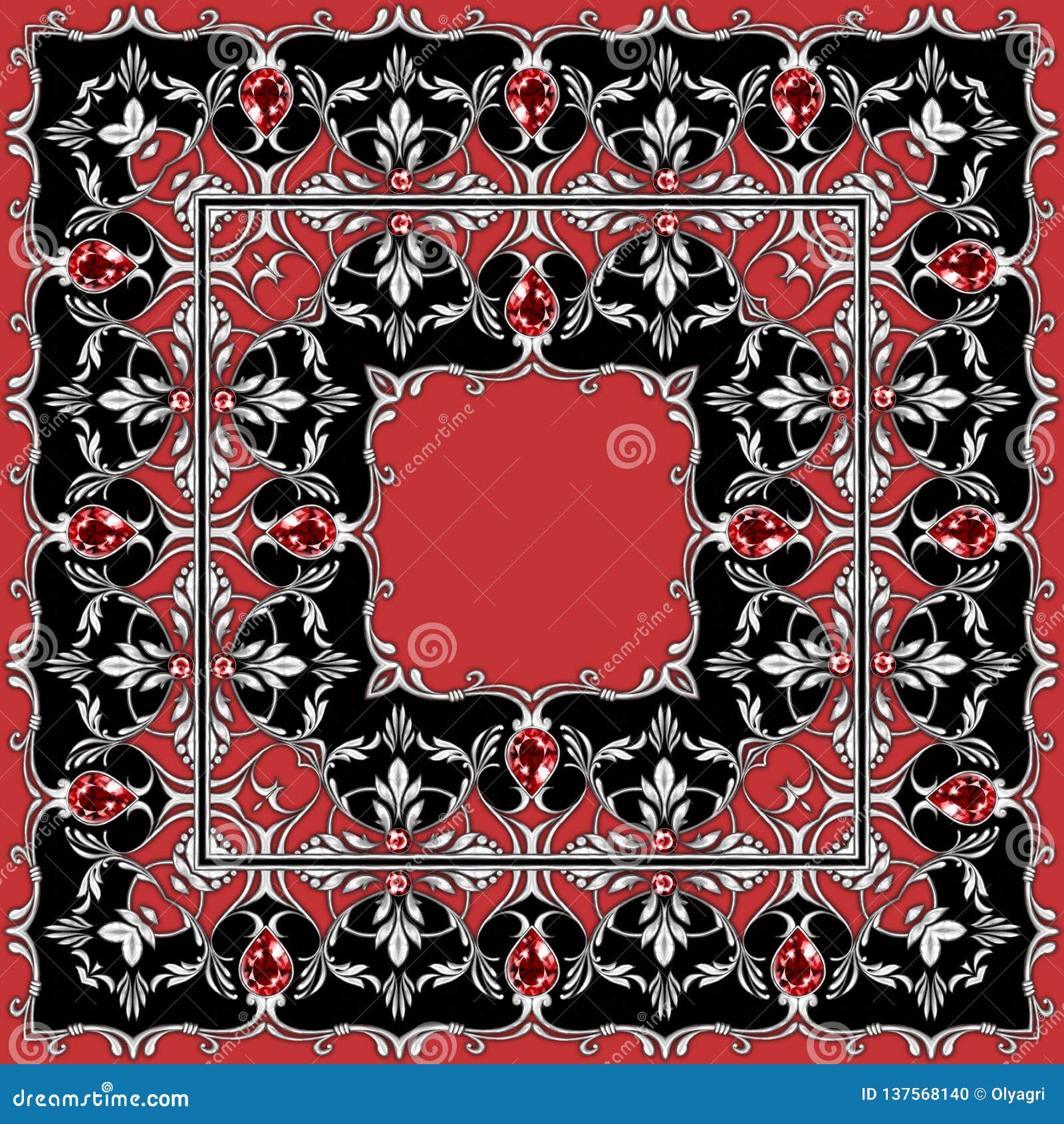 Square Composition with Silver Scrolls Stock Illustration ...