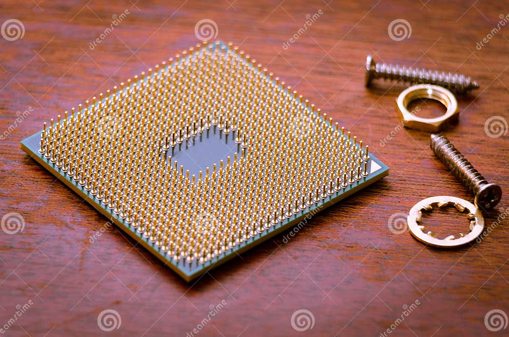 A Square Computer Processor Pulled from a Broken Computer. the ...