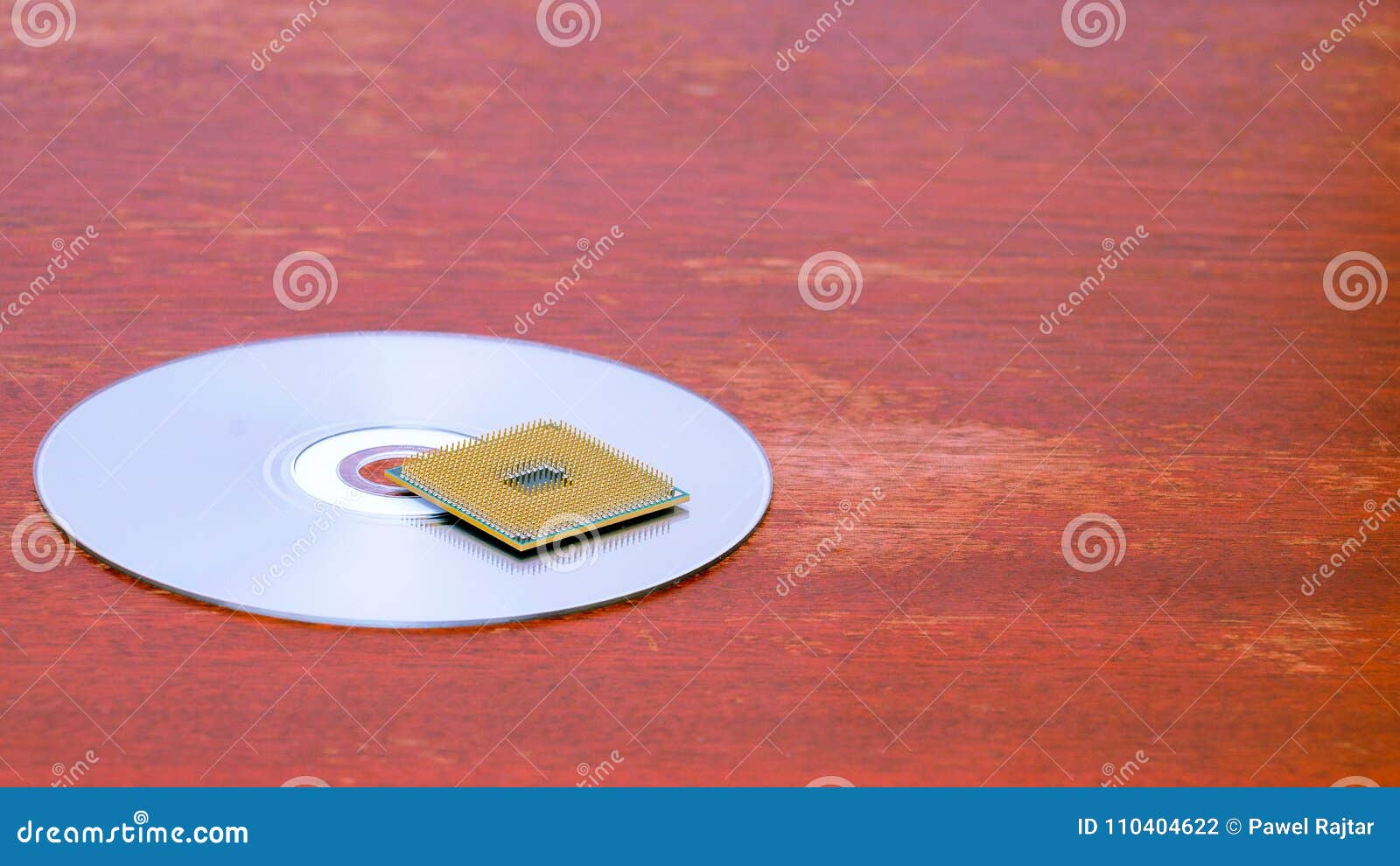 A Square Computer Processor Pulled from a Broken Computer. the Processor is on the Table. Stock ...