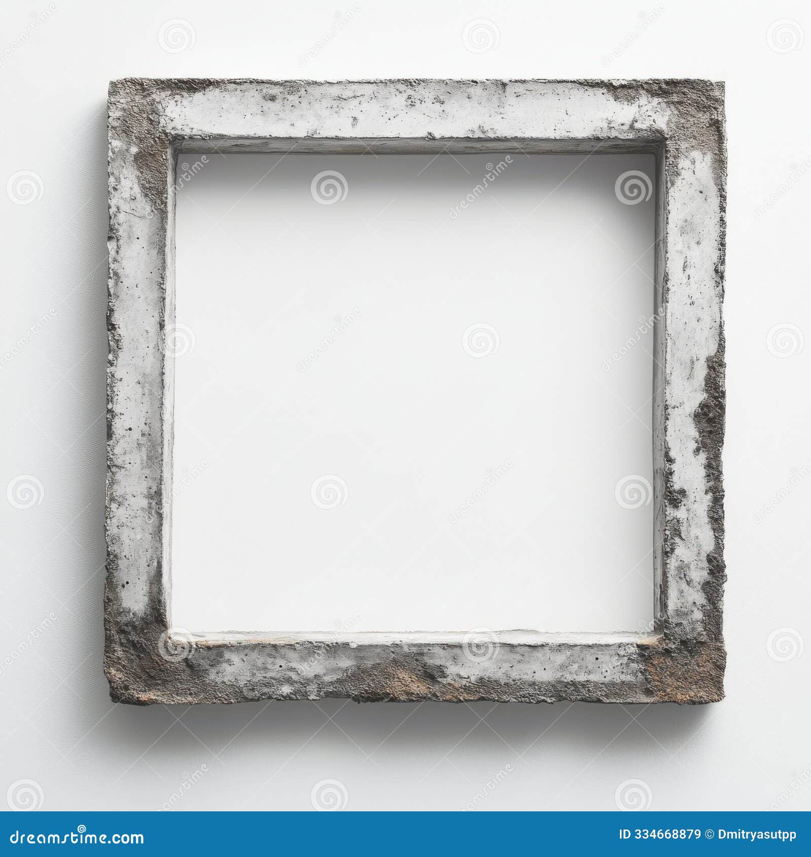 Square Concrete Photo Frame with Rustic Texture on Plain White Backdrop ...