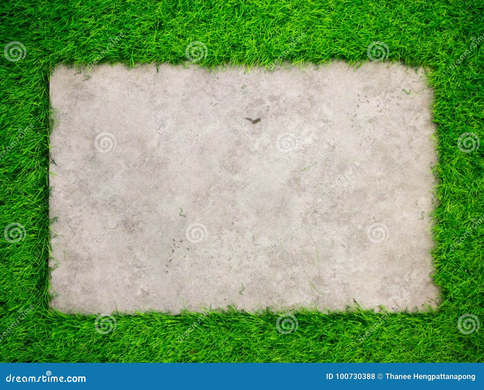 Square Concrete Plate on Artificial Green Grass Stock Photo - Image of ...